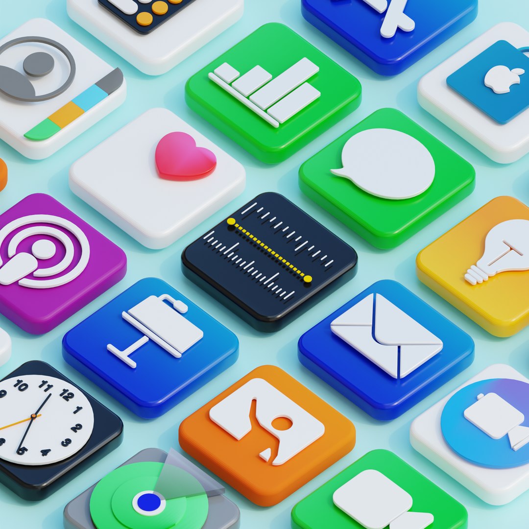 3D IOS Icon Set Model - TurboSquid 2336759