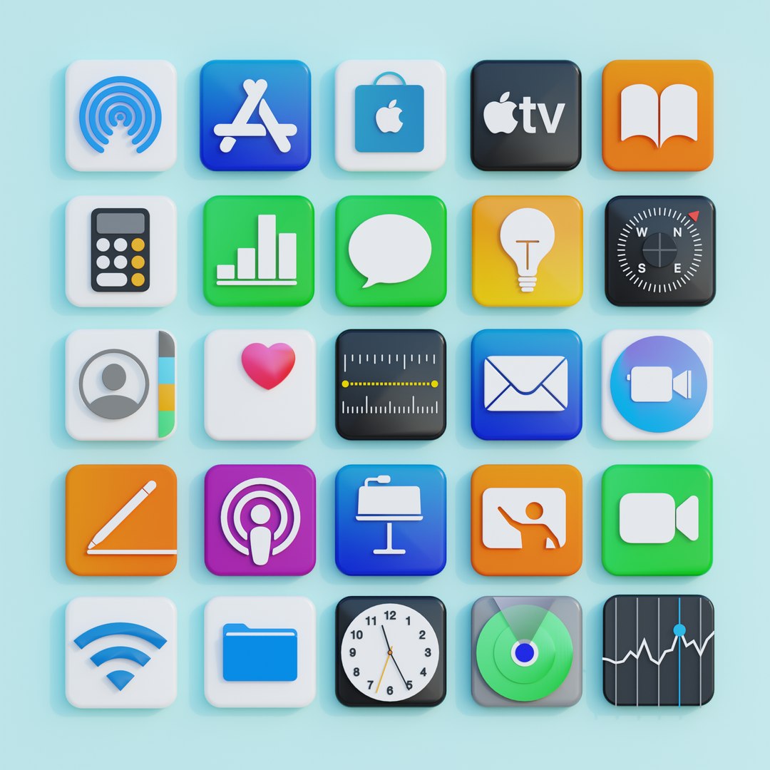 3D IOS Icon Set Model - TurboSquid 2336759