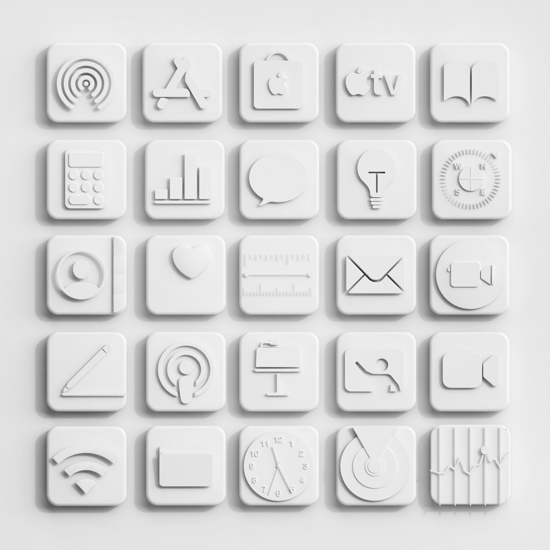 3D IOS Icon Set Model - TurboSquid 2336759