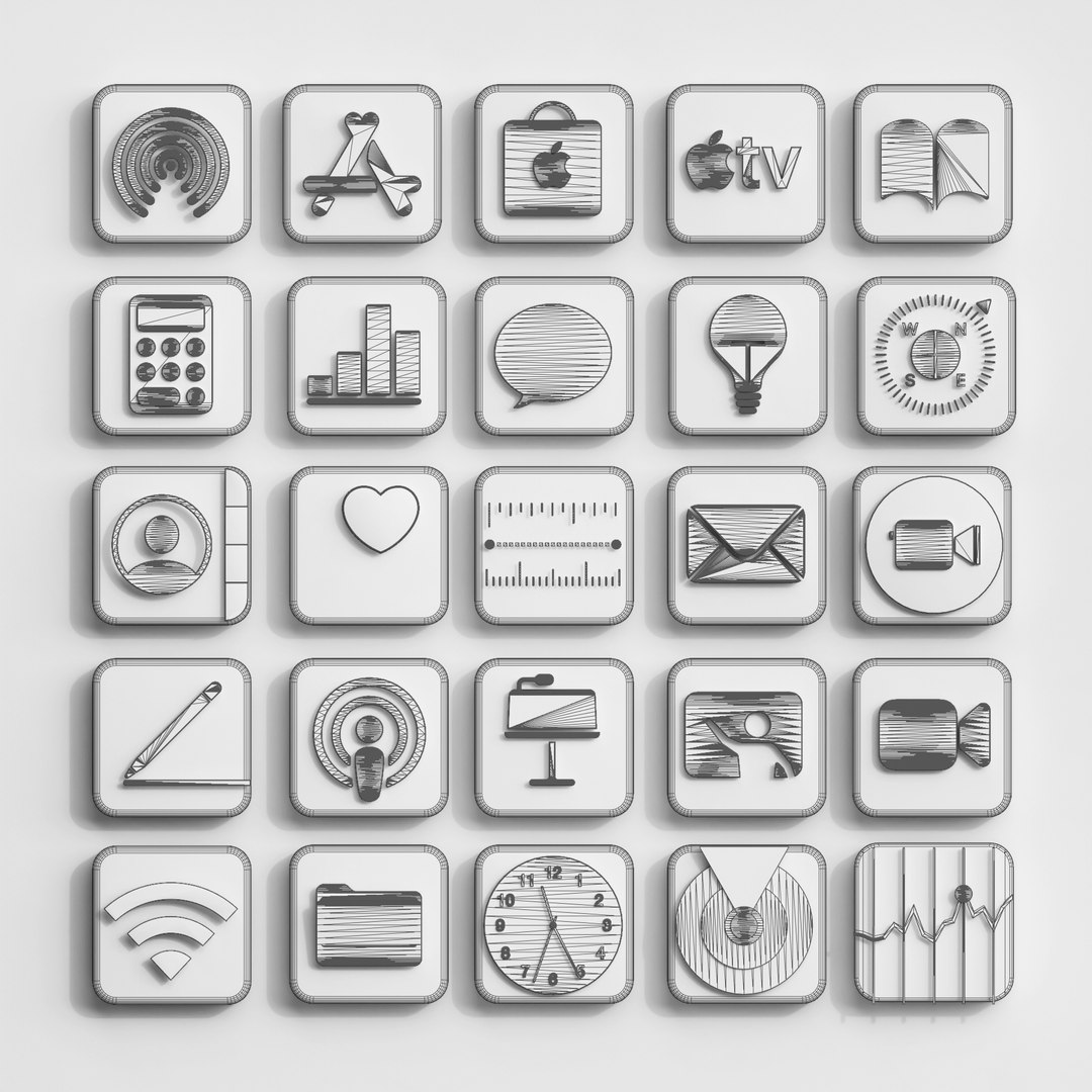 3D IOS Icon Set Model - TurboSquid 2336759