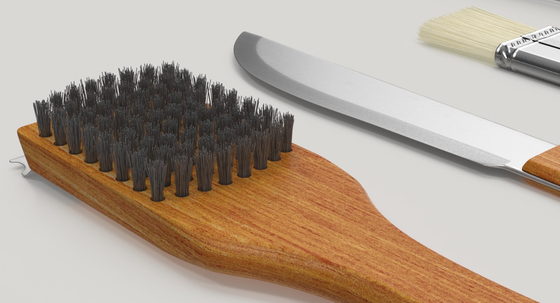 3d Wood Bbq Tool Set Model