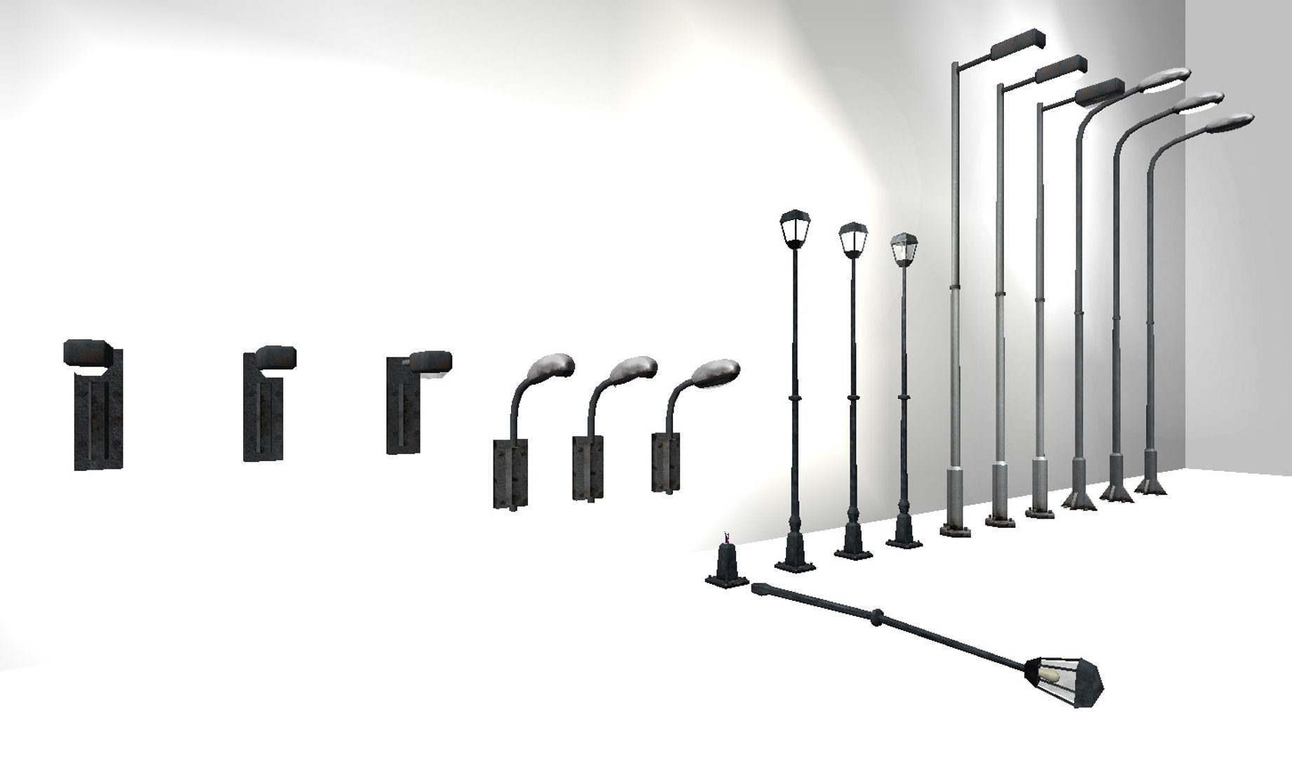 3d Street Light Set Model