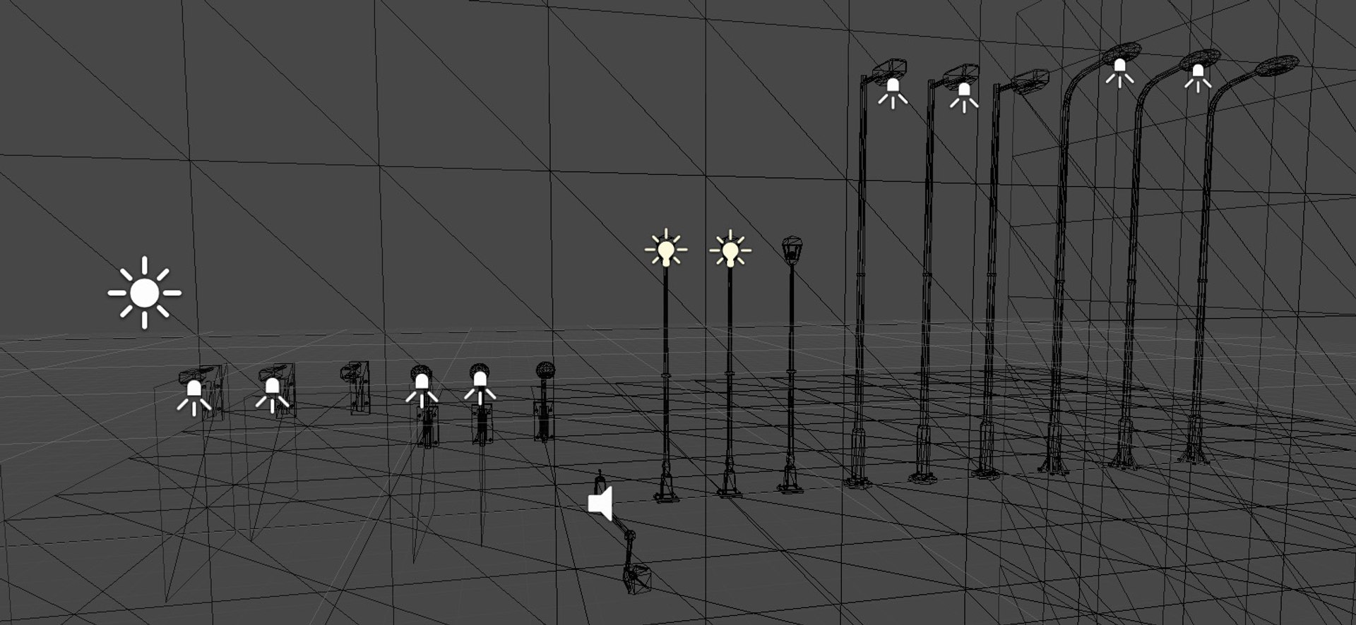 3d Street Light Set Model