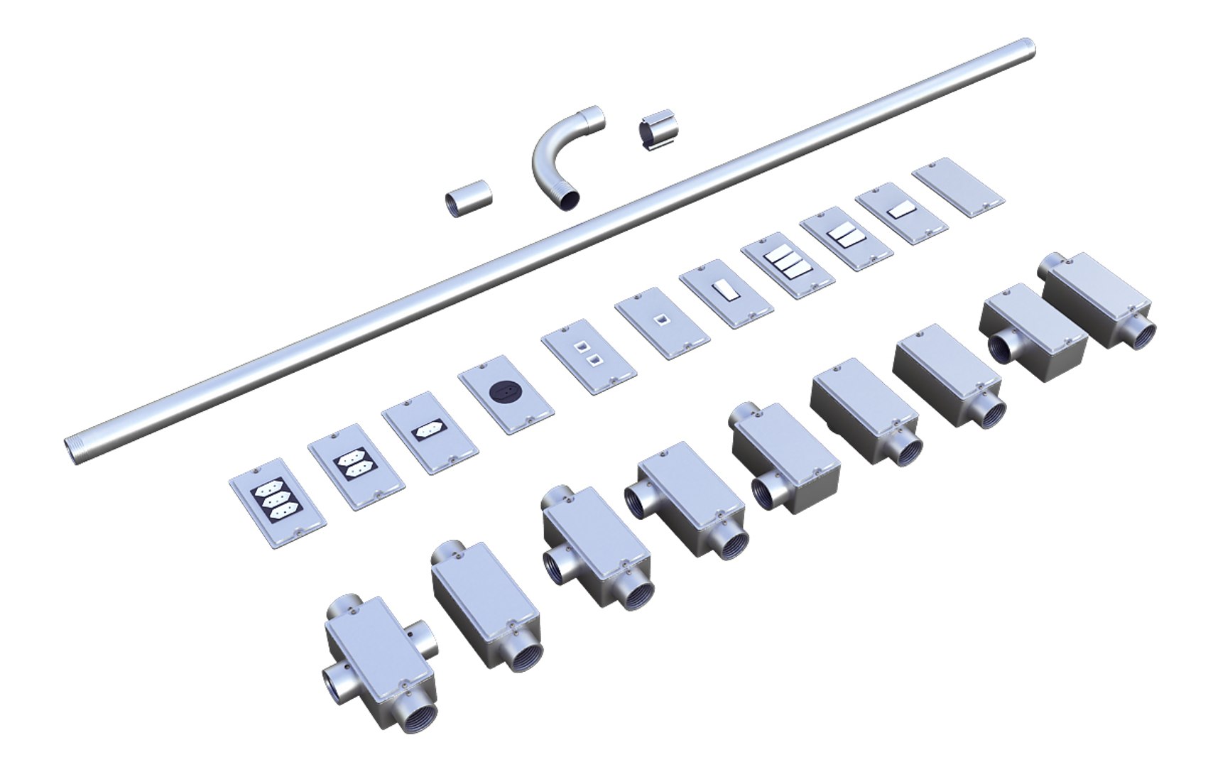 3d small electrical junction boxes model