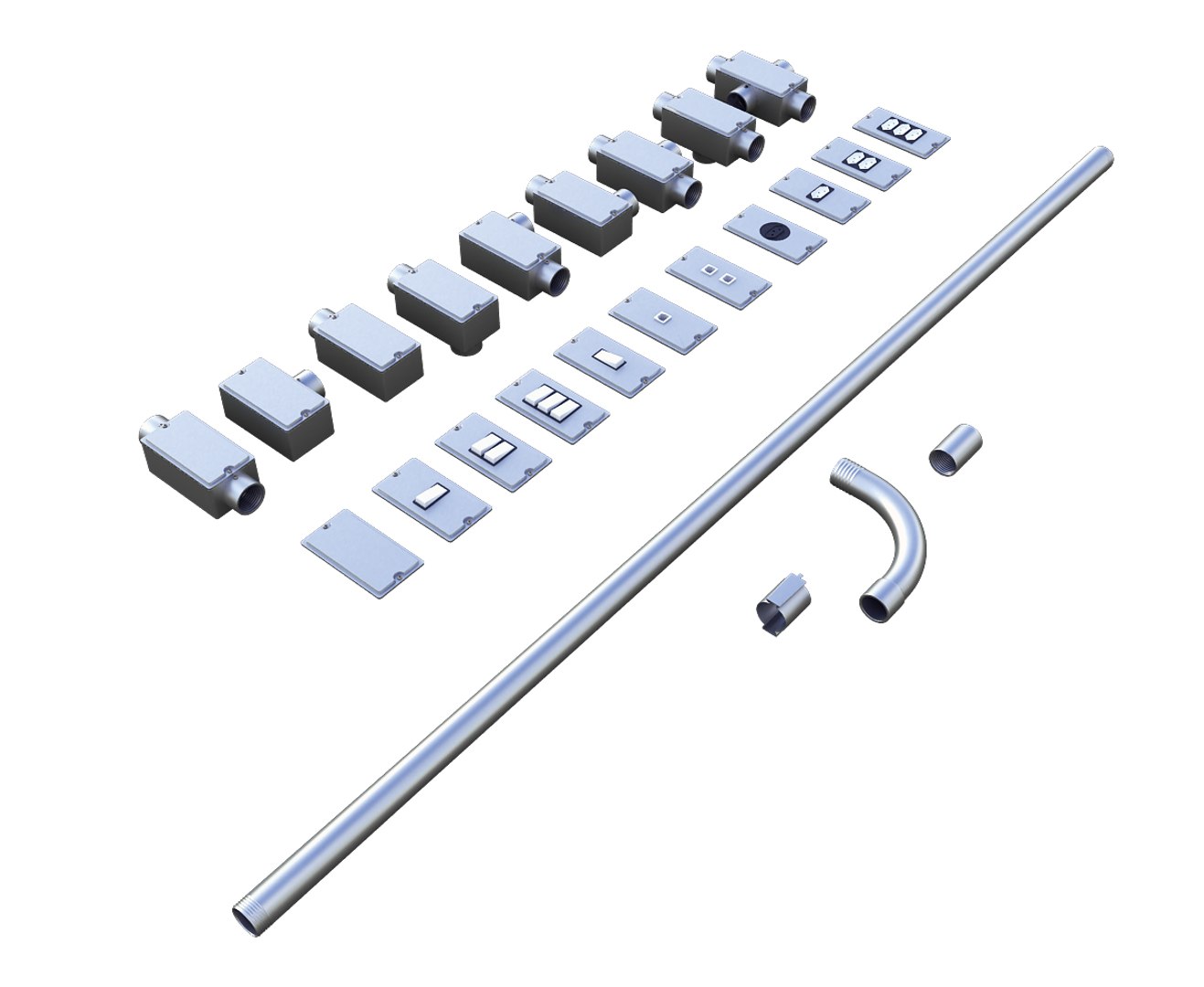 3d small electrical junction boxes model
