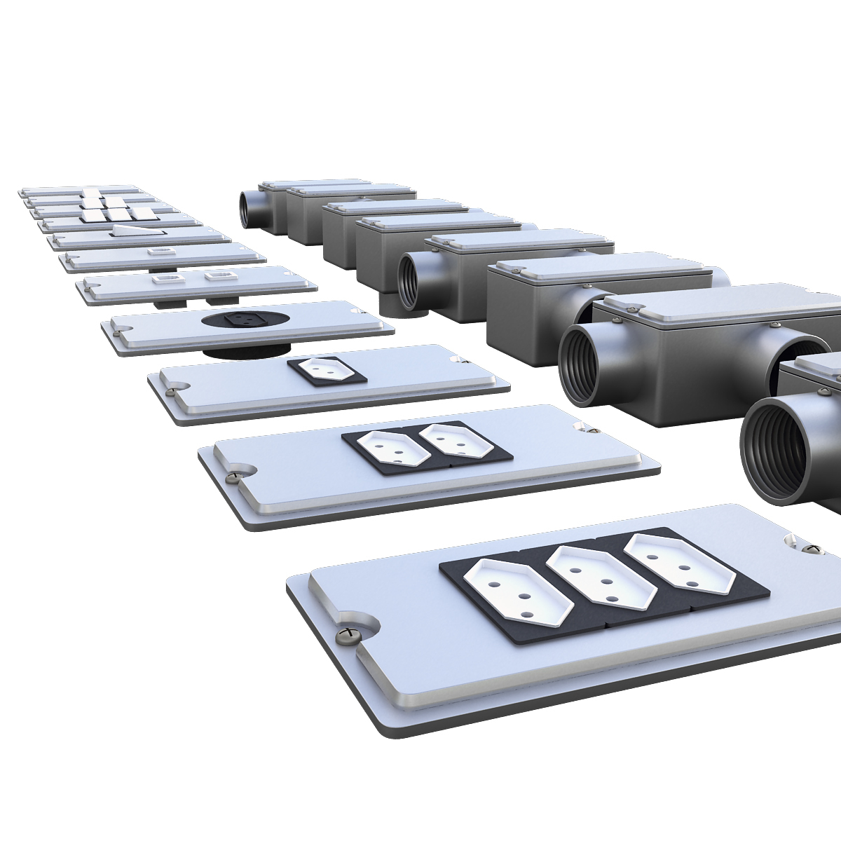 3d small electrical junction boxes model