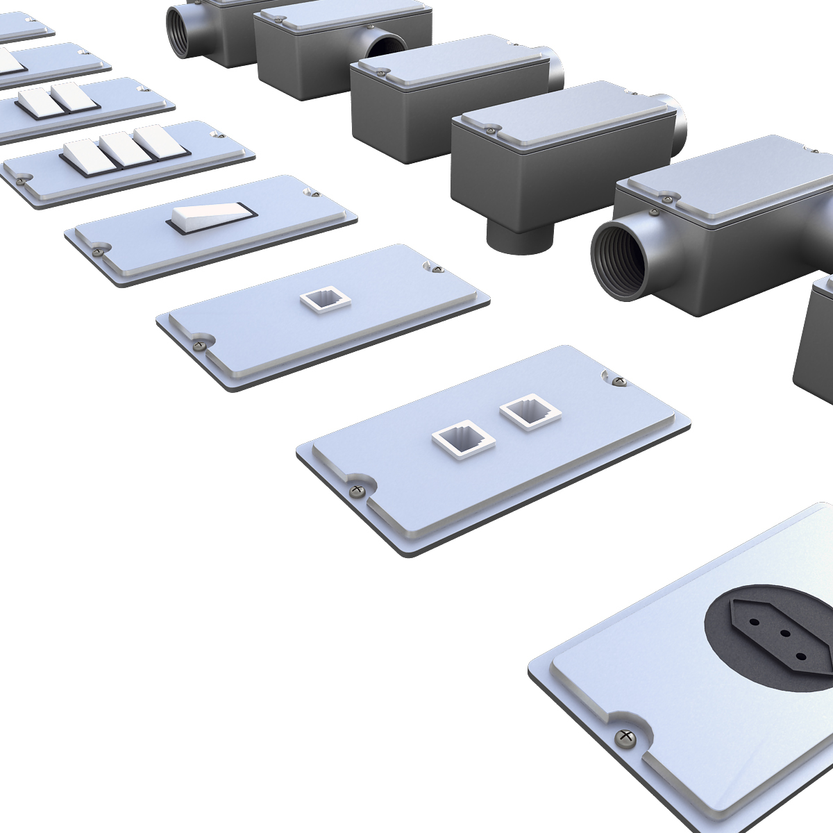 3d small electrical junction boxes model