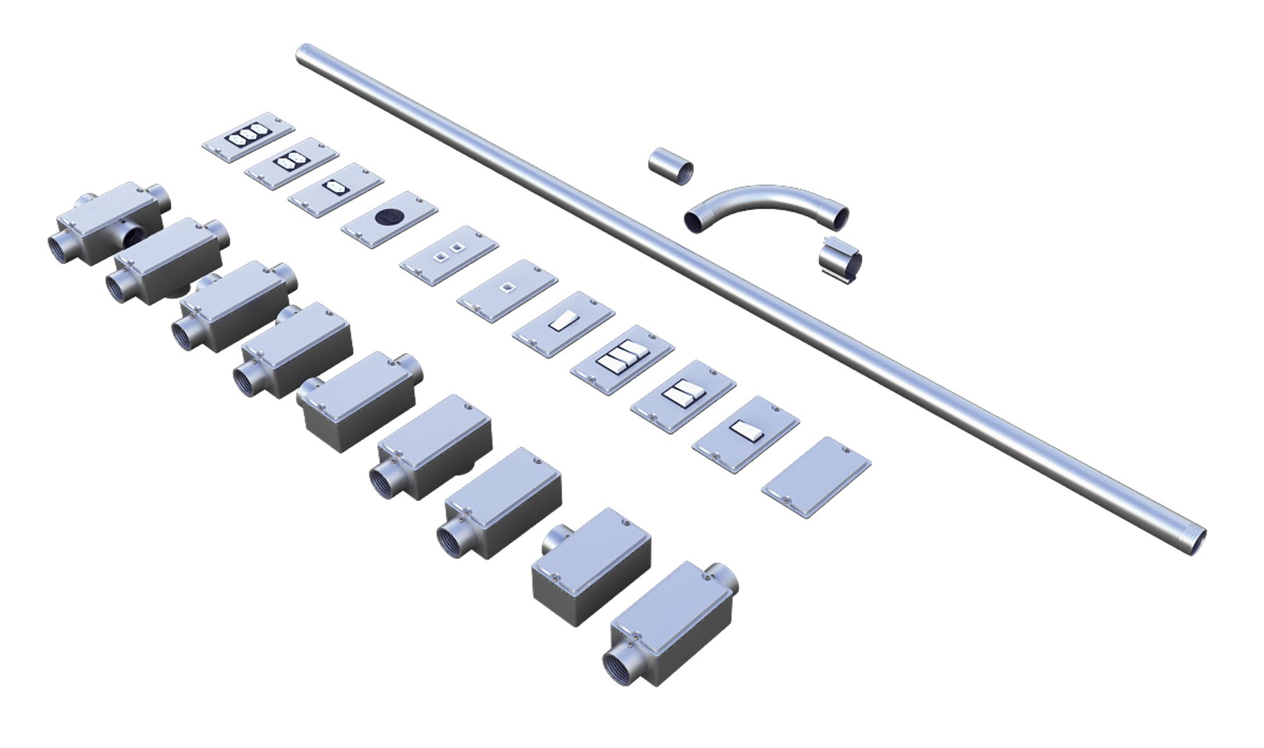 3d small electrical junction boxes model