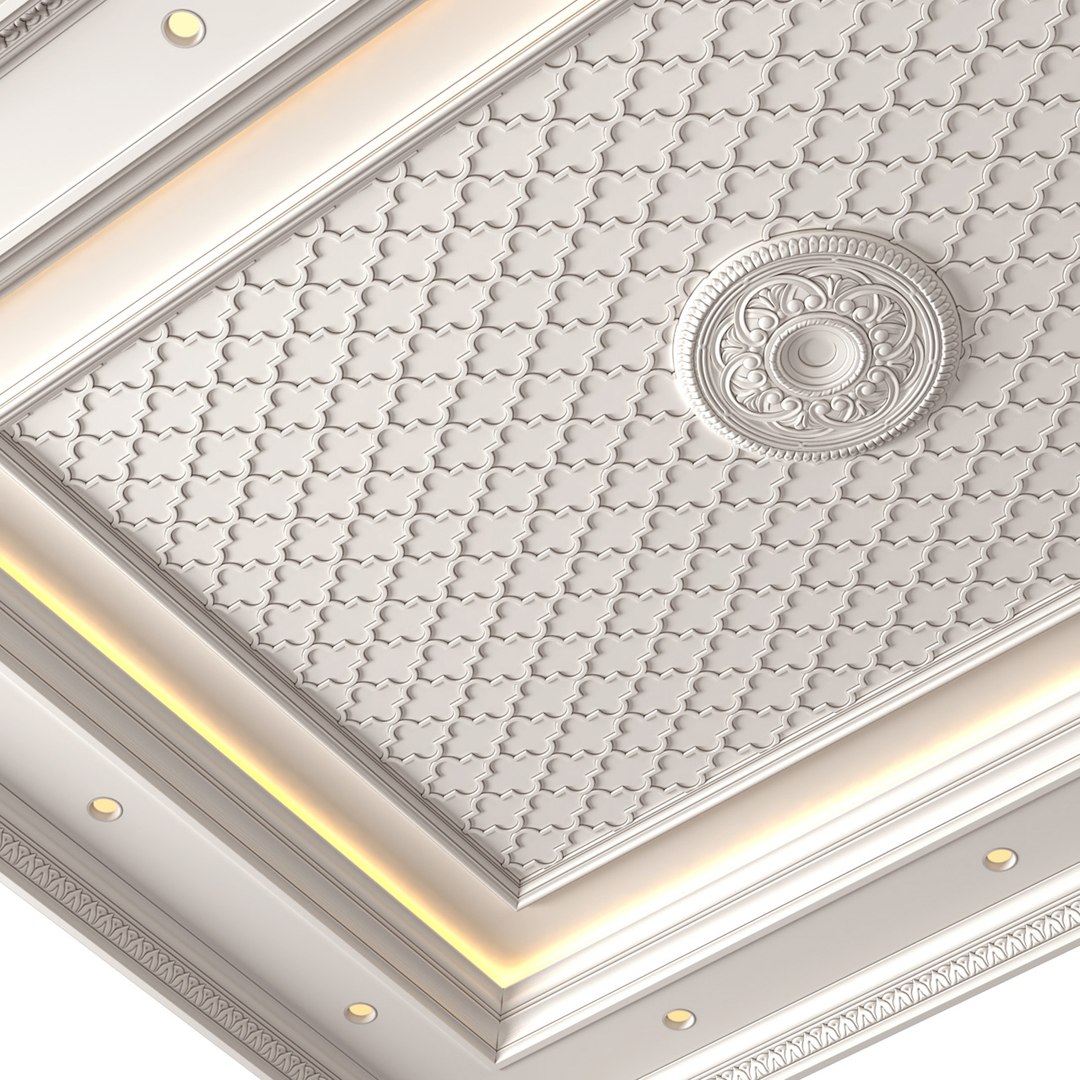 Coffered Arabic Ceiling With Illumination In Oriental Model ...