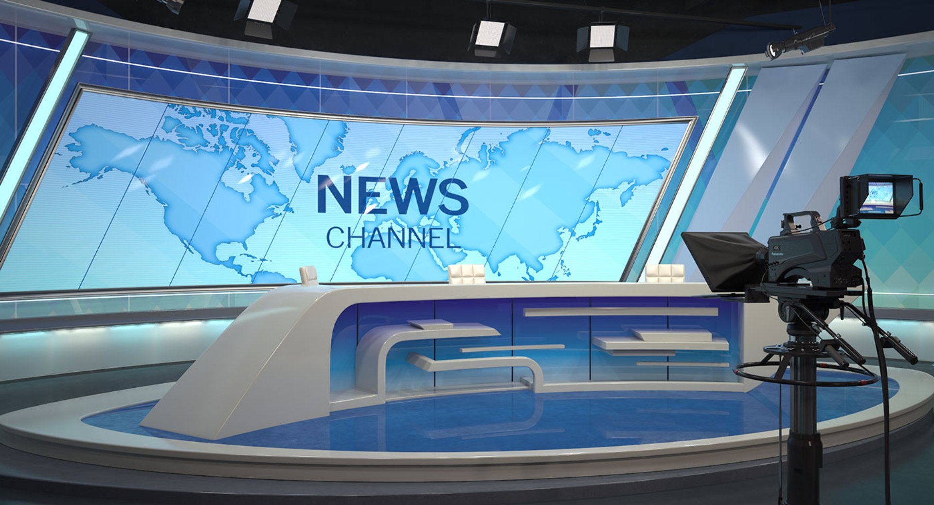 Scene Tv Studio News Set 3D Model - TurboSquid 1287944