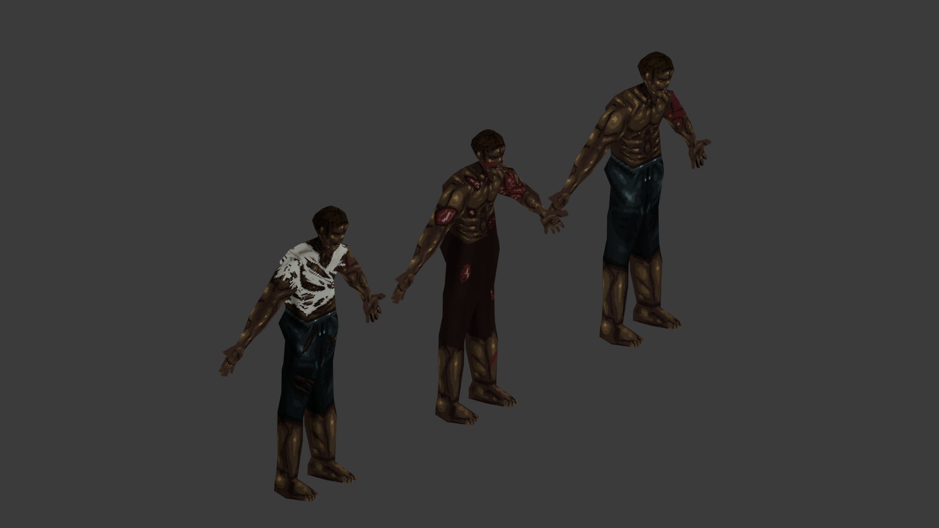 Retro Zombie PSX Models - Fully Rigged And Variants 3D Model ...