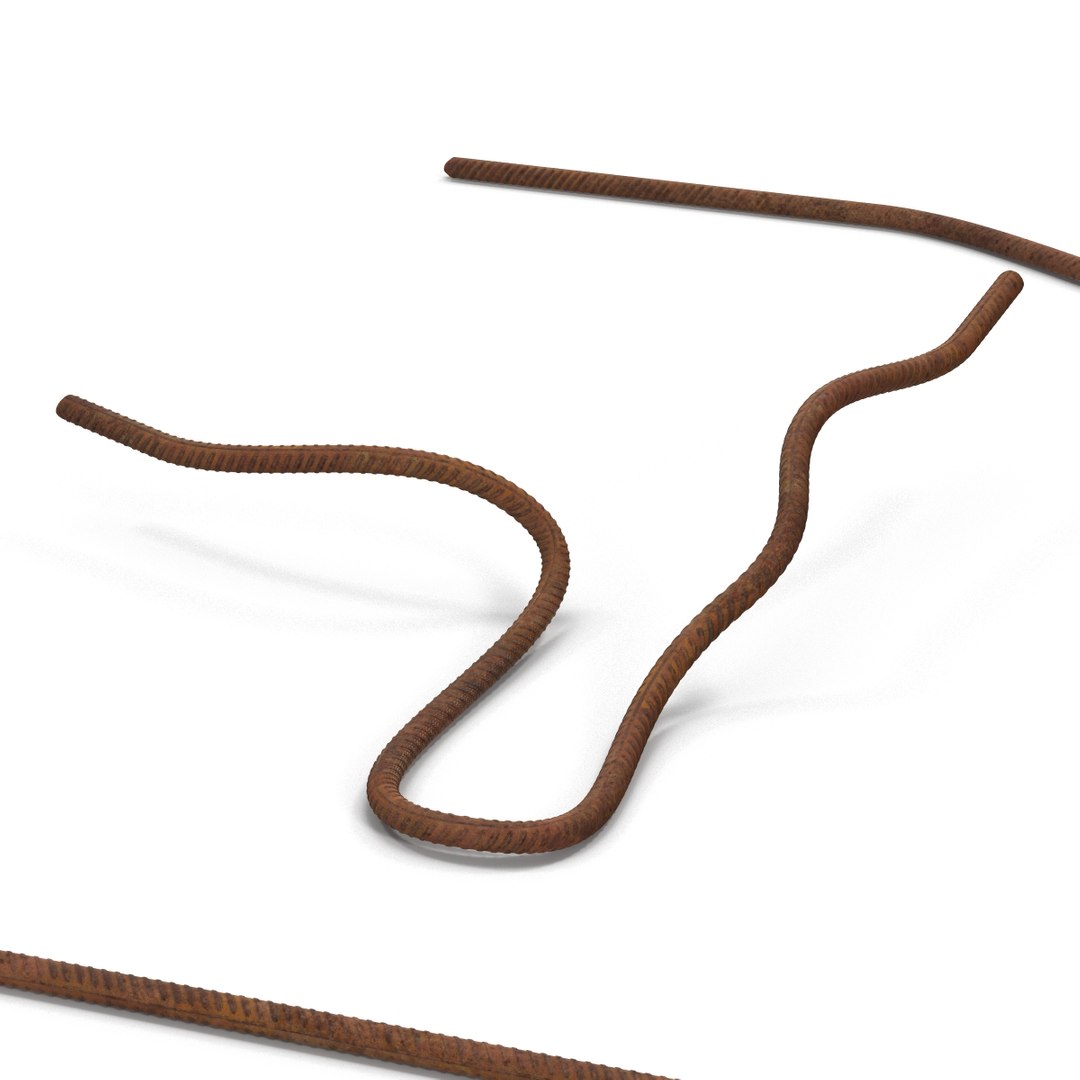 3d steel rusty rebars set