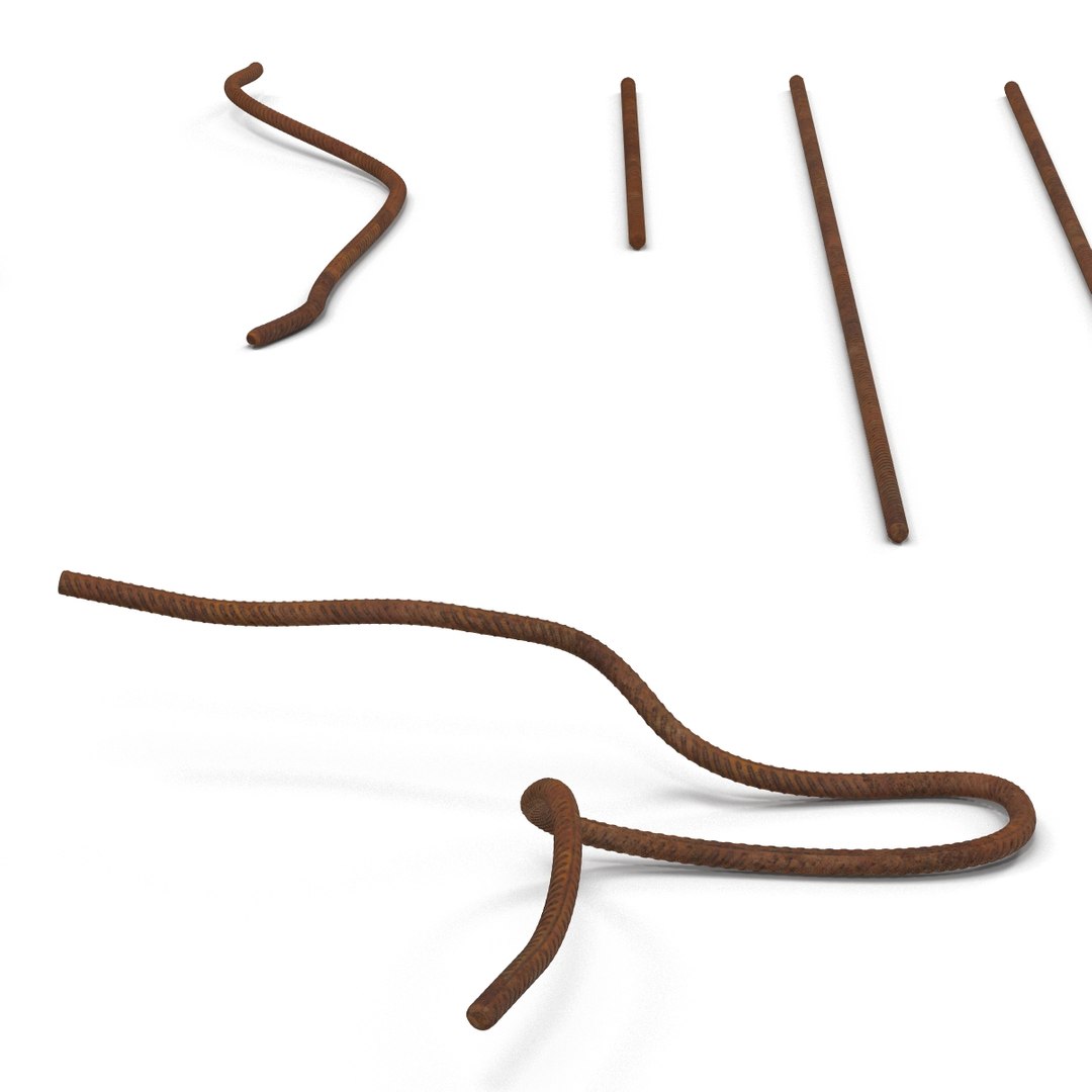 3d Steel Rusty Rebars Set