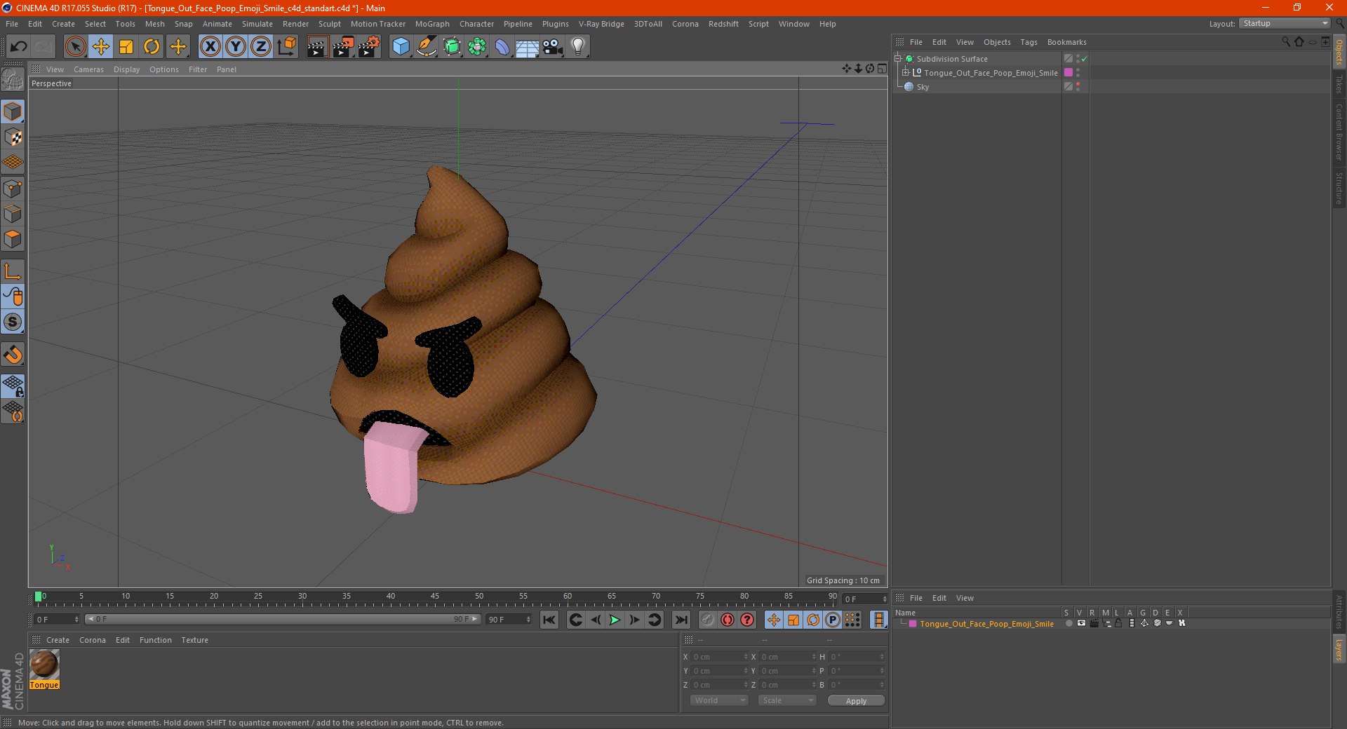 Tongue Out Face Poop Emoji Smile 3D Model - TurboSquid 1801241