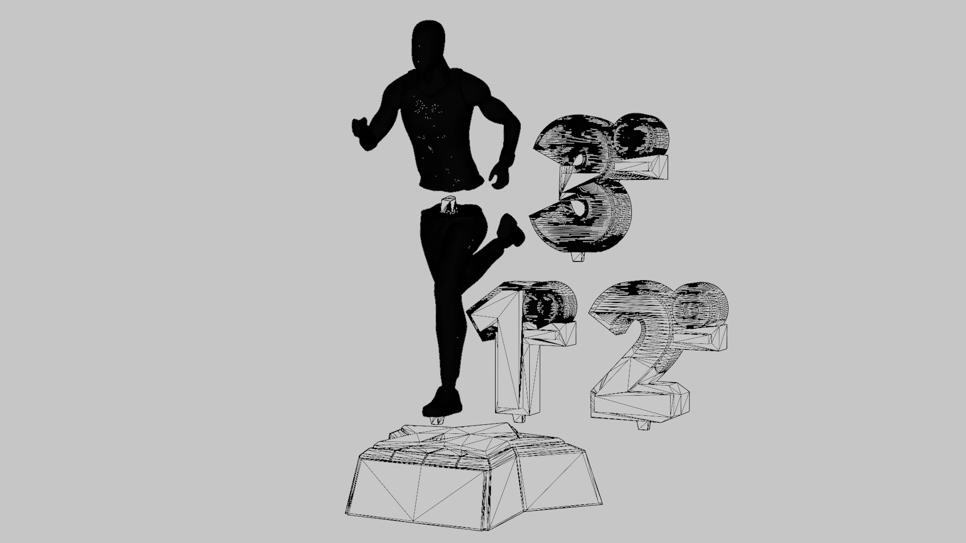 3D 3D Trophy For Runners 1st 2nd And 3rd Place Podium Ready For 3D ...