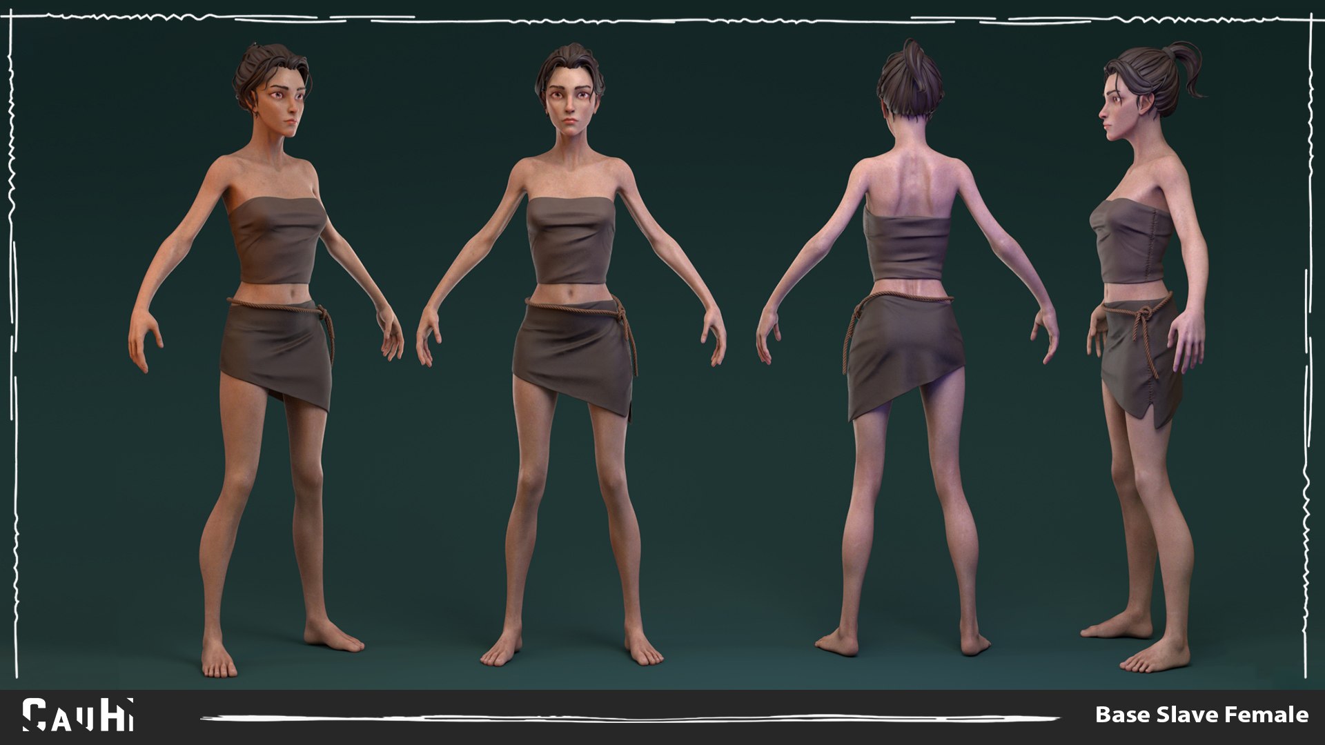 Slave Female Stylized Low-poly 3D Model 3D - TurboSquid 2213487