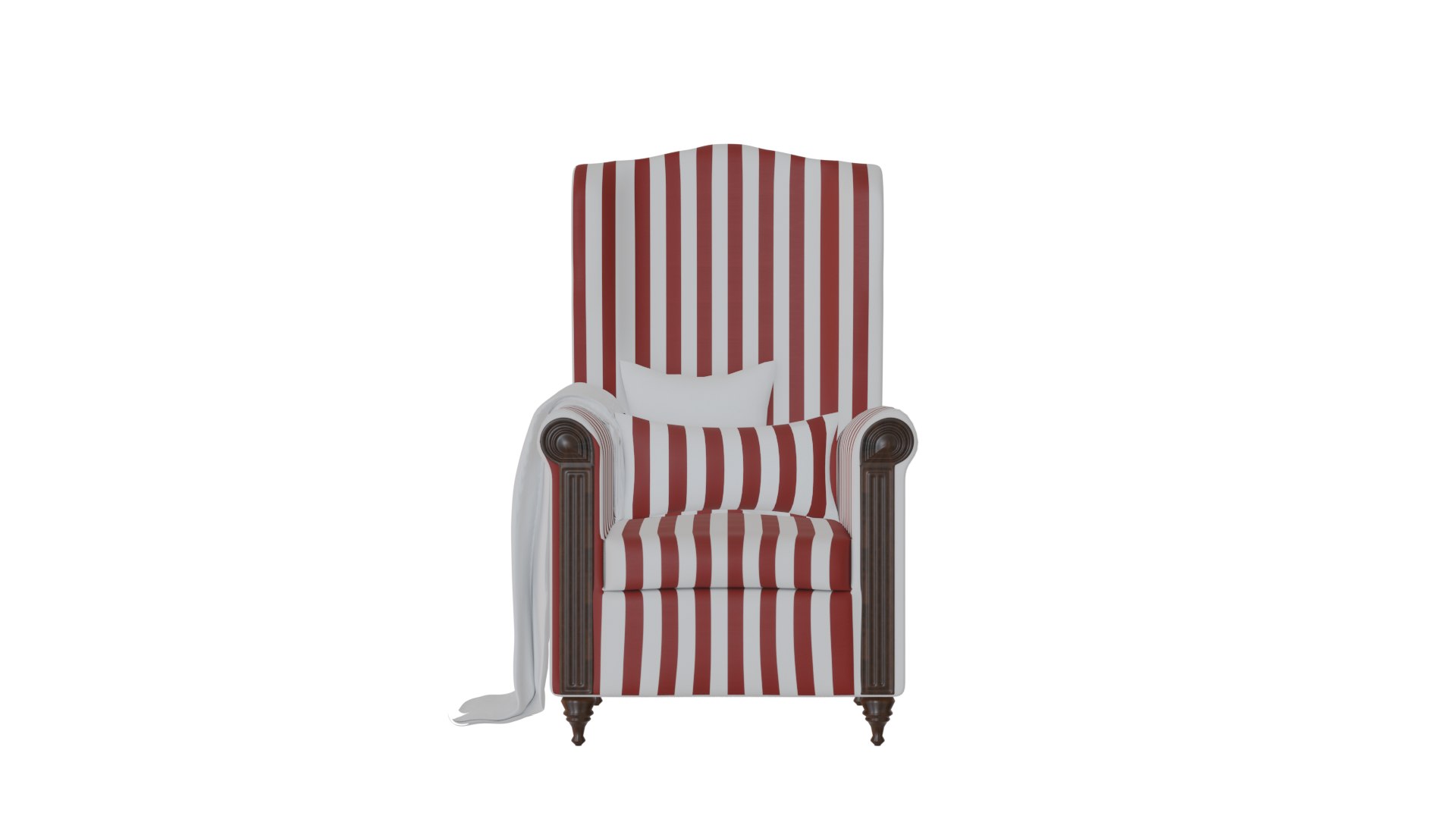 3D Candy Cane Striped Mediterranean Winged Arm Chair Model - TurboSquid ...
