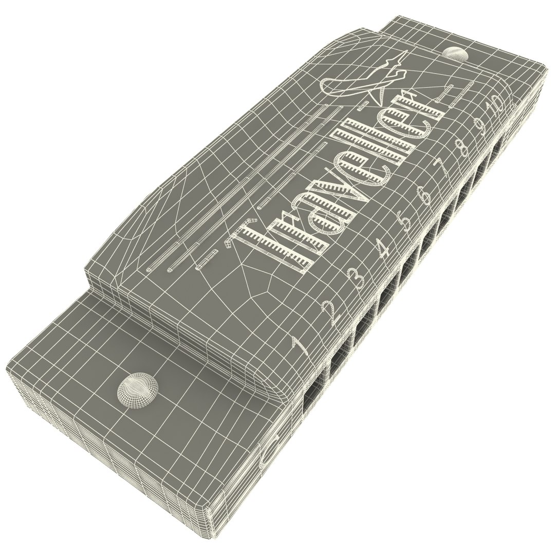 harmonica details modelled 3d model