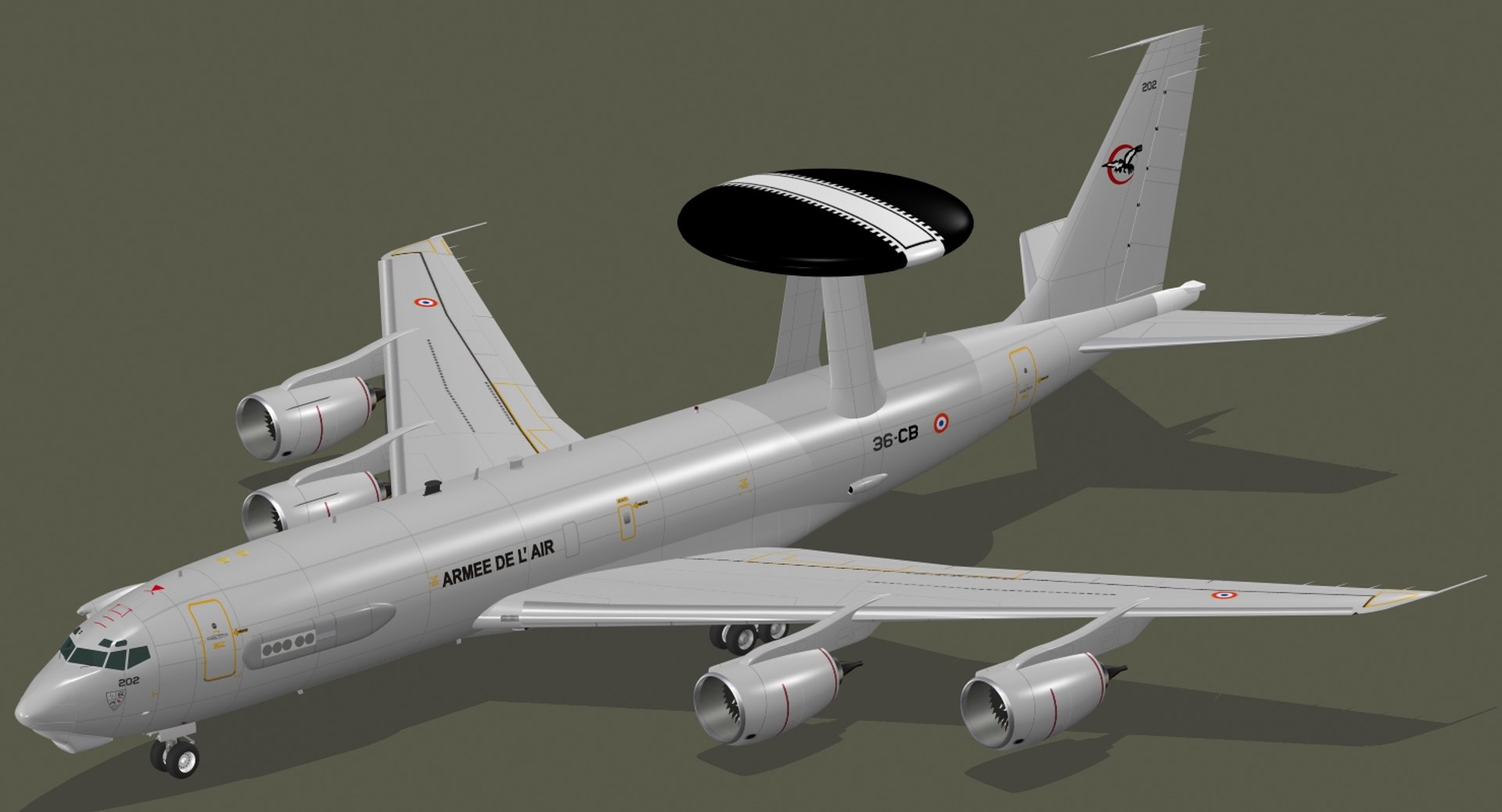 E-3F Sentry Armee De L`air - French Air Force 3D Model - TurboSquid 1275636