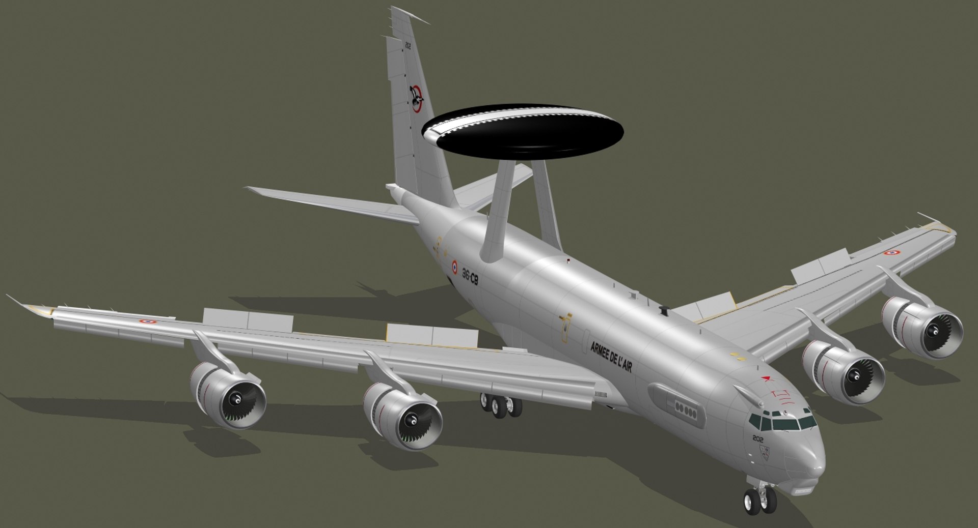 E-3F Sentry Armee De L`air - French Air Force 3D Model - TurboSquid 1275636