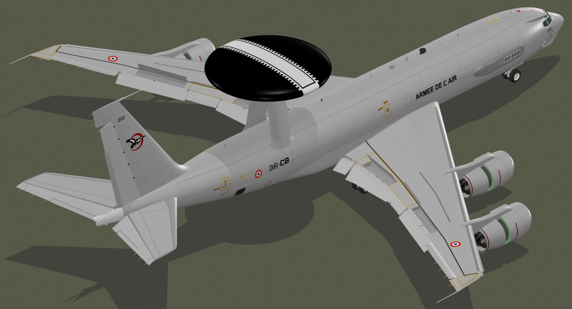 E-3F Sentry Armee De L`air - French Air Force 3D Model - TurboSquid 1275636