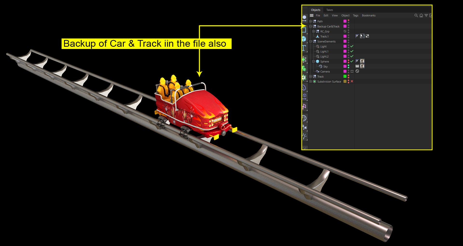 Roller Coaster Train Animated 3D Model - TurboSquid 2239546