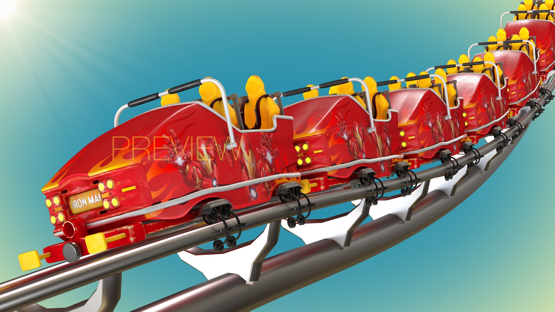 Roller Coaster Train Animated 3D Model - TurboSquid 2239546