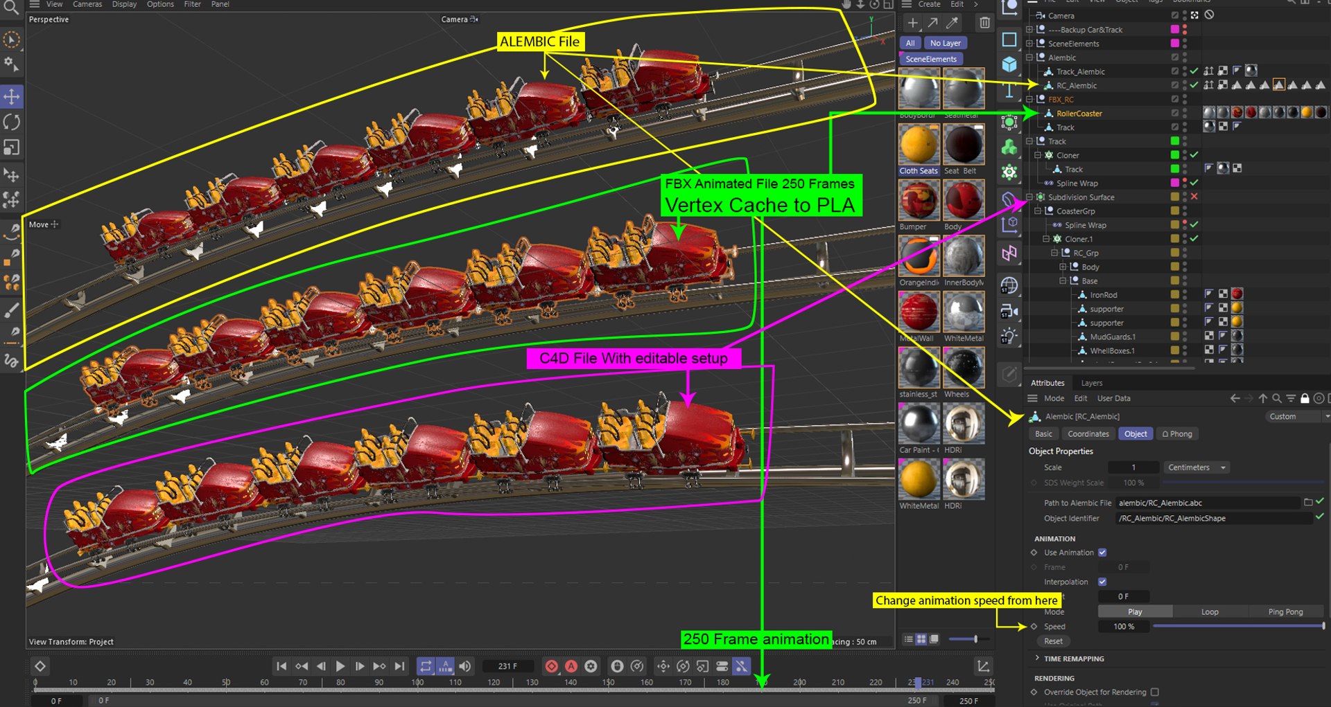 Roller Coaster Train Animated 3D Model - TurboSquid 2239546