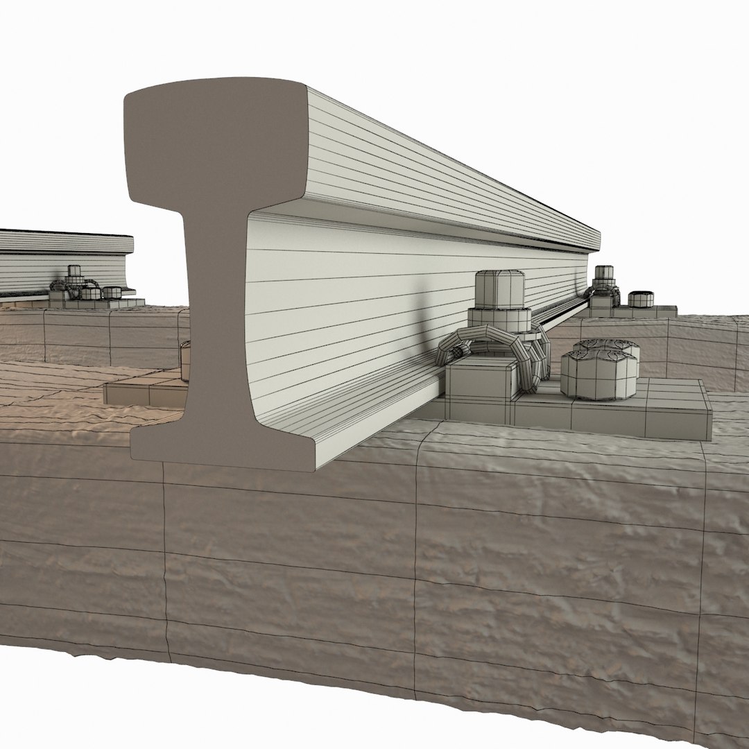 3d train rails segment