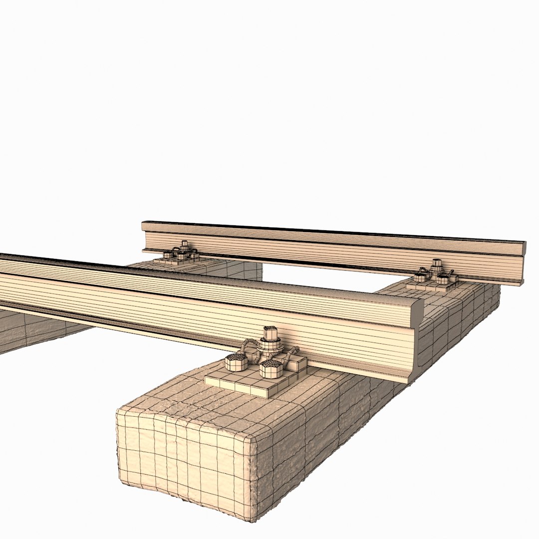 3d train rails segment