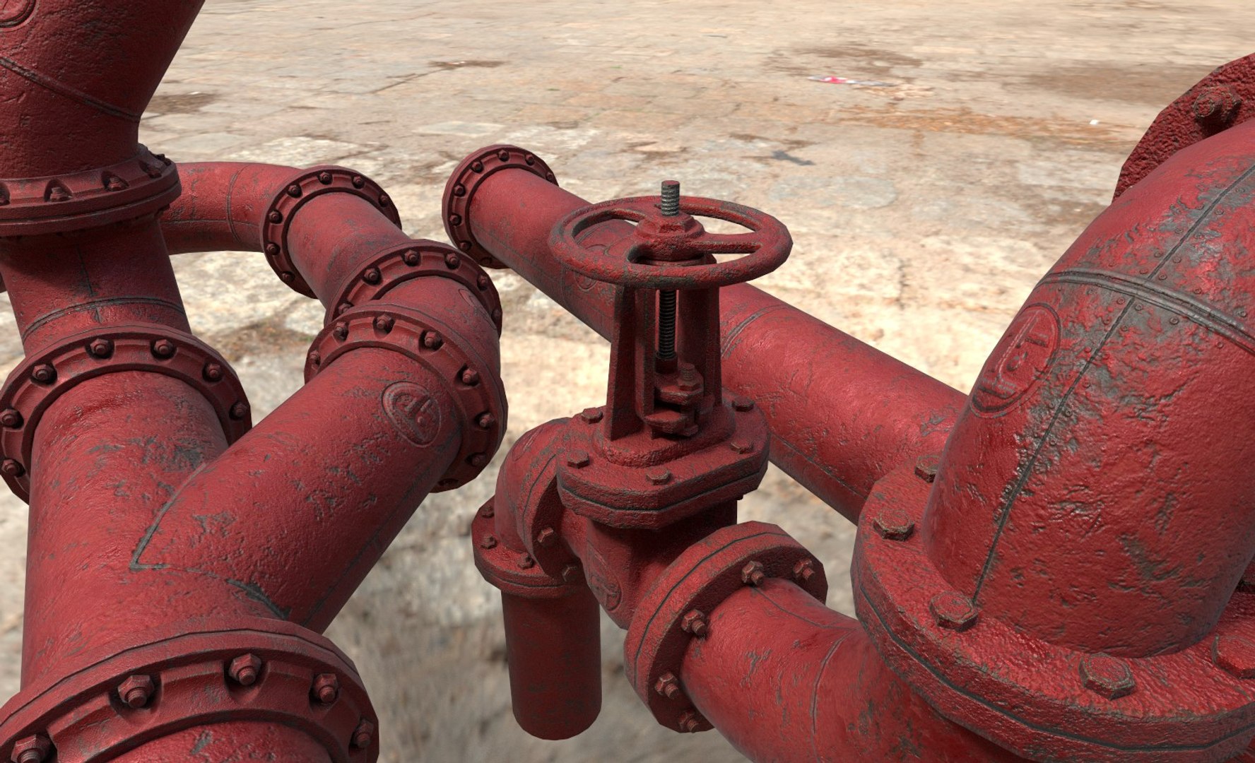 Valve brackets pipes 3D model - TurboSquid 1391185