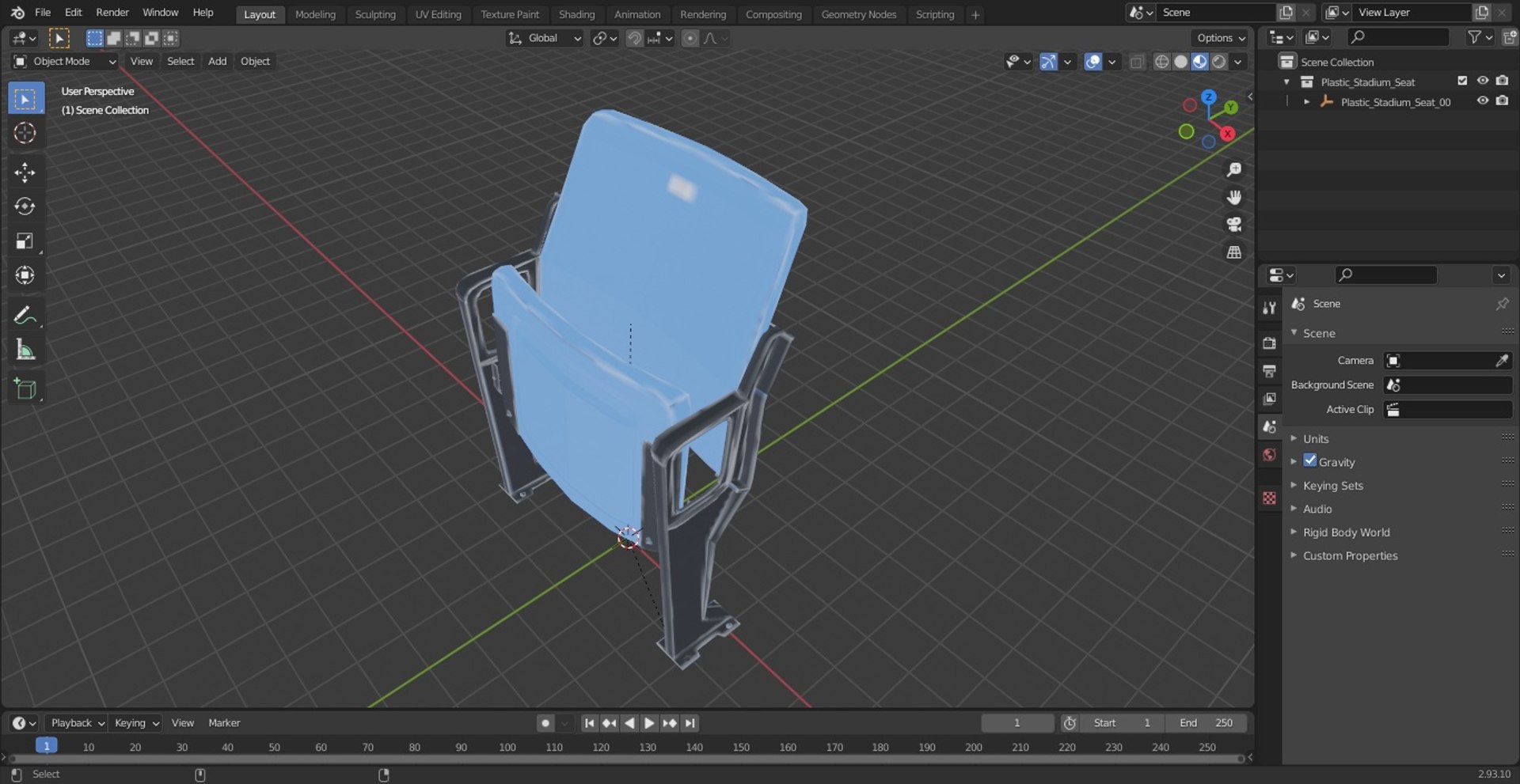 Plastic Stadium Seat model - TurboSquid 1947558