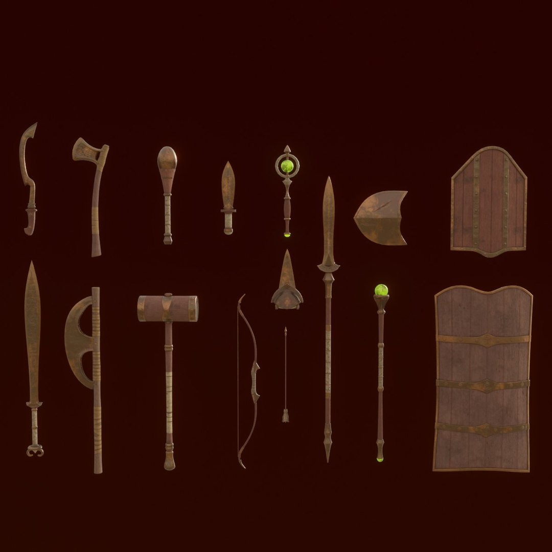 3D Model Copper Fantasy Weapon Set - TurboSquid 1940763
