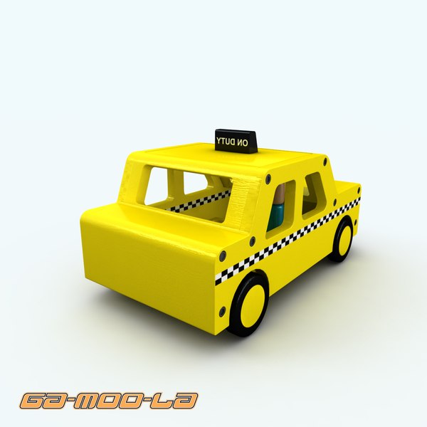 3d wooden toy taxi