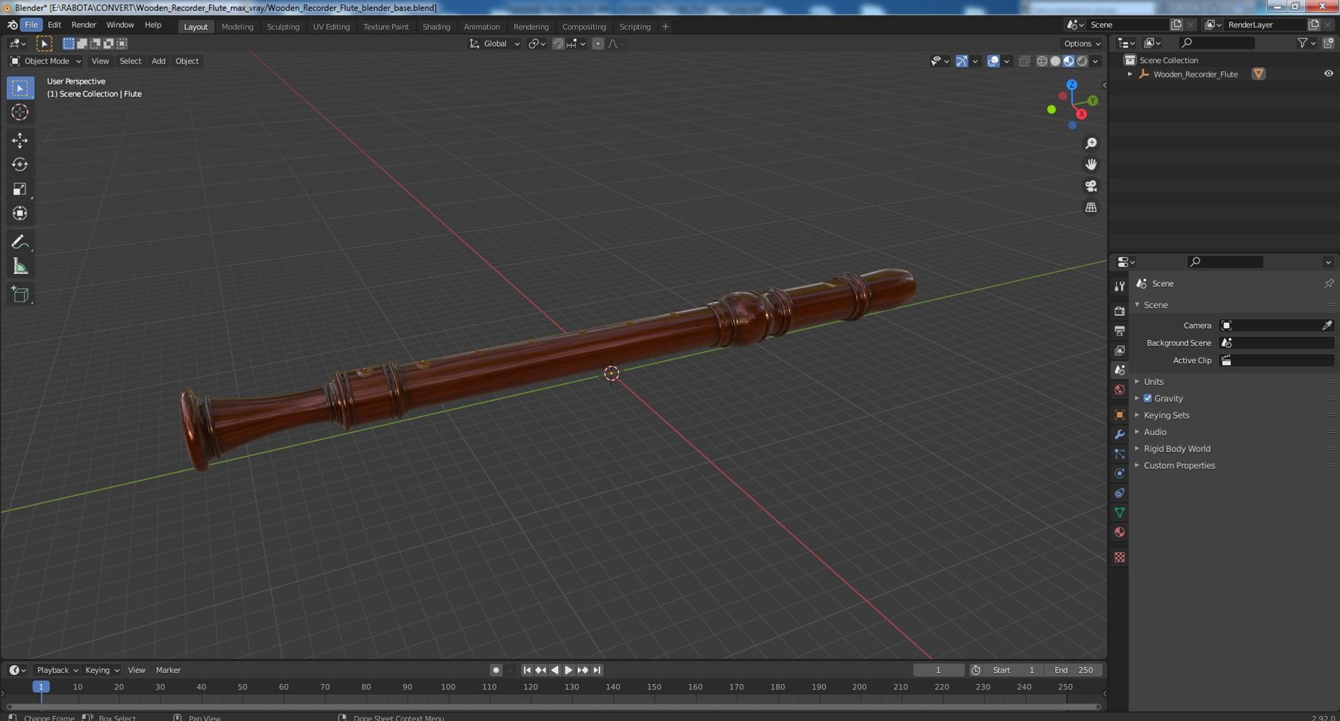 Wooden Recorder Flute 3D - TurboSquid 2186447
