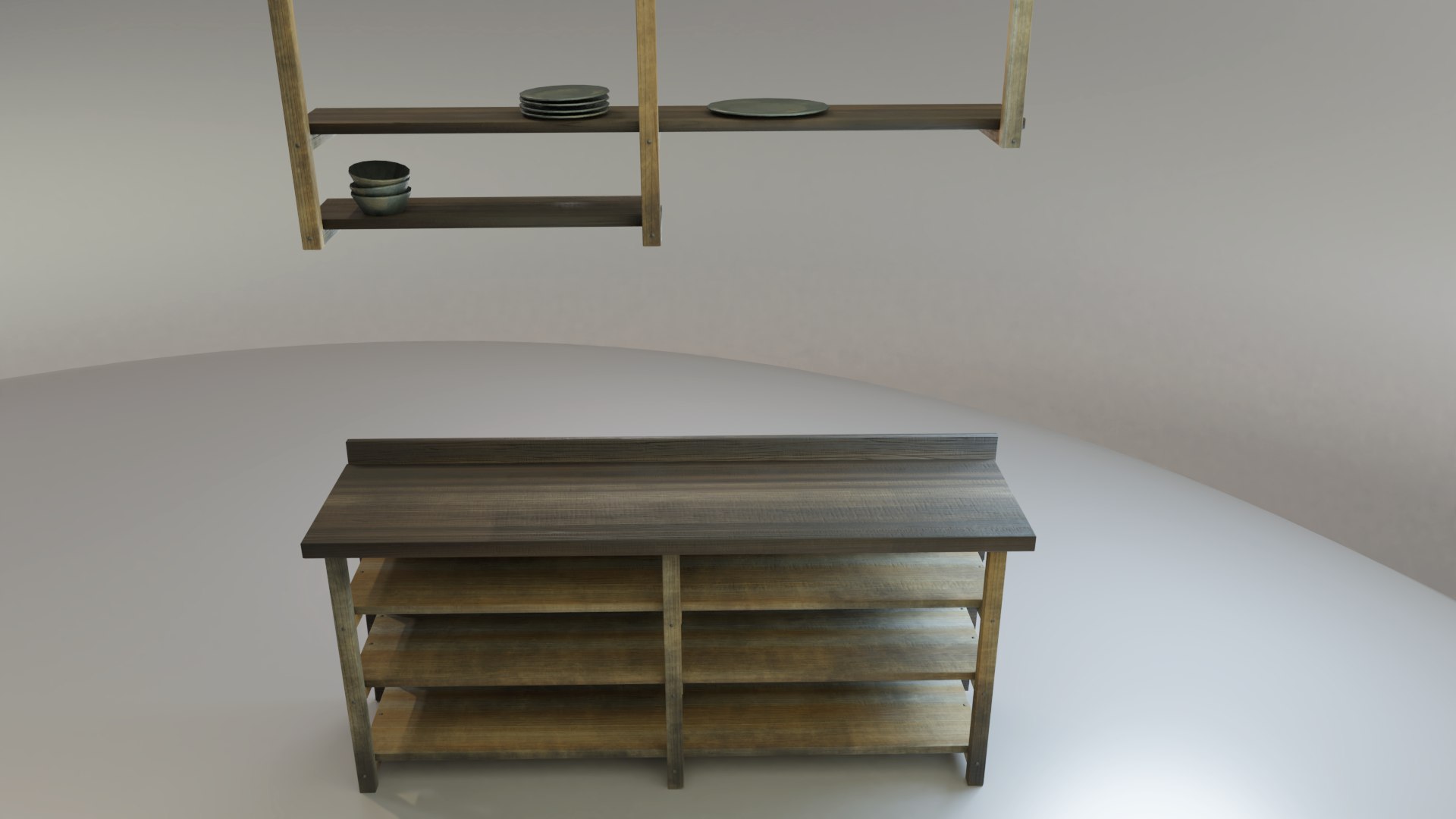 3D Kitchen Counter Rustic - TurboSquid 1690922