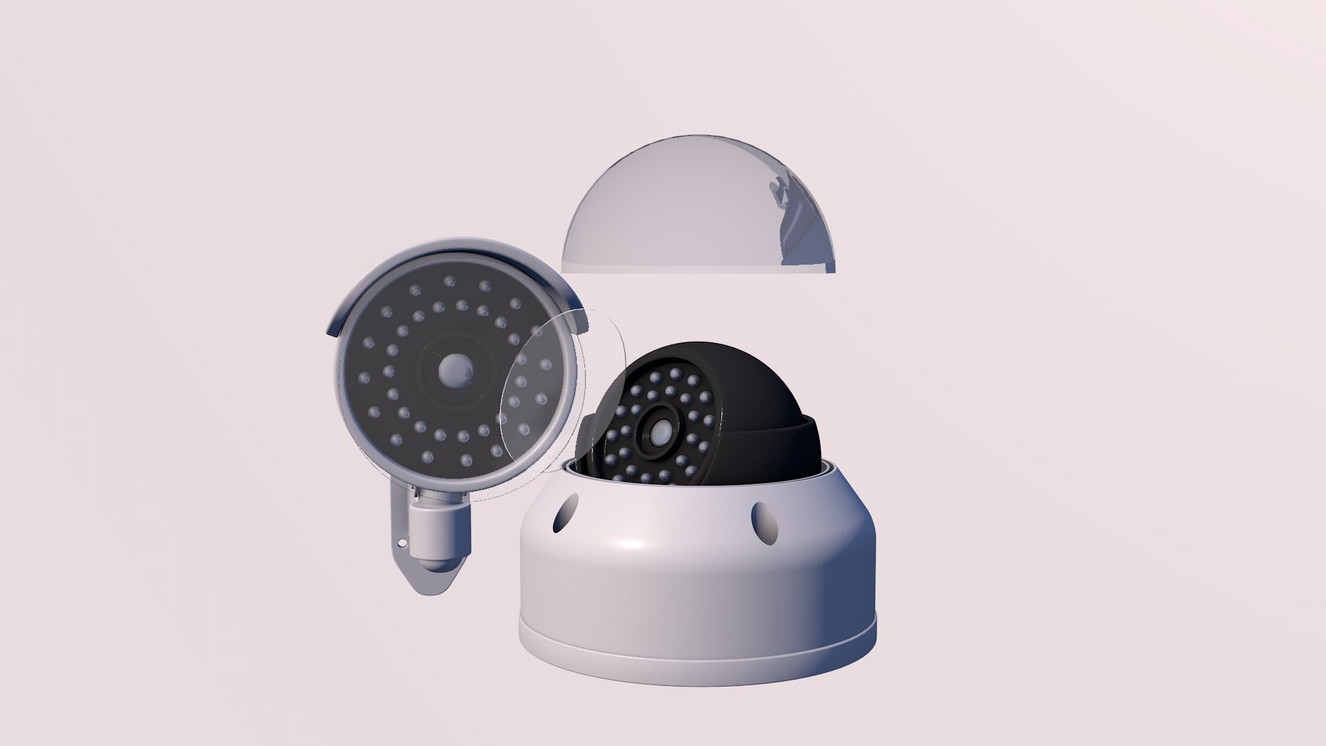 3D Two White Security Cameras model - TurboSquid 1754053