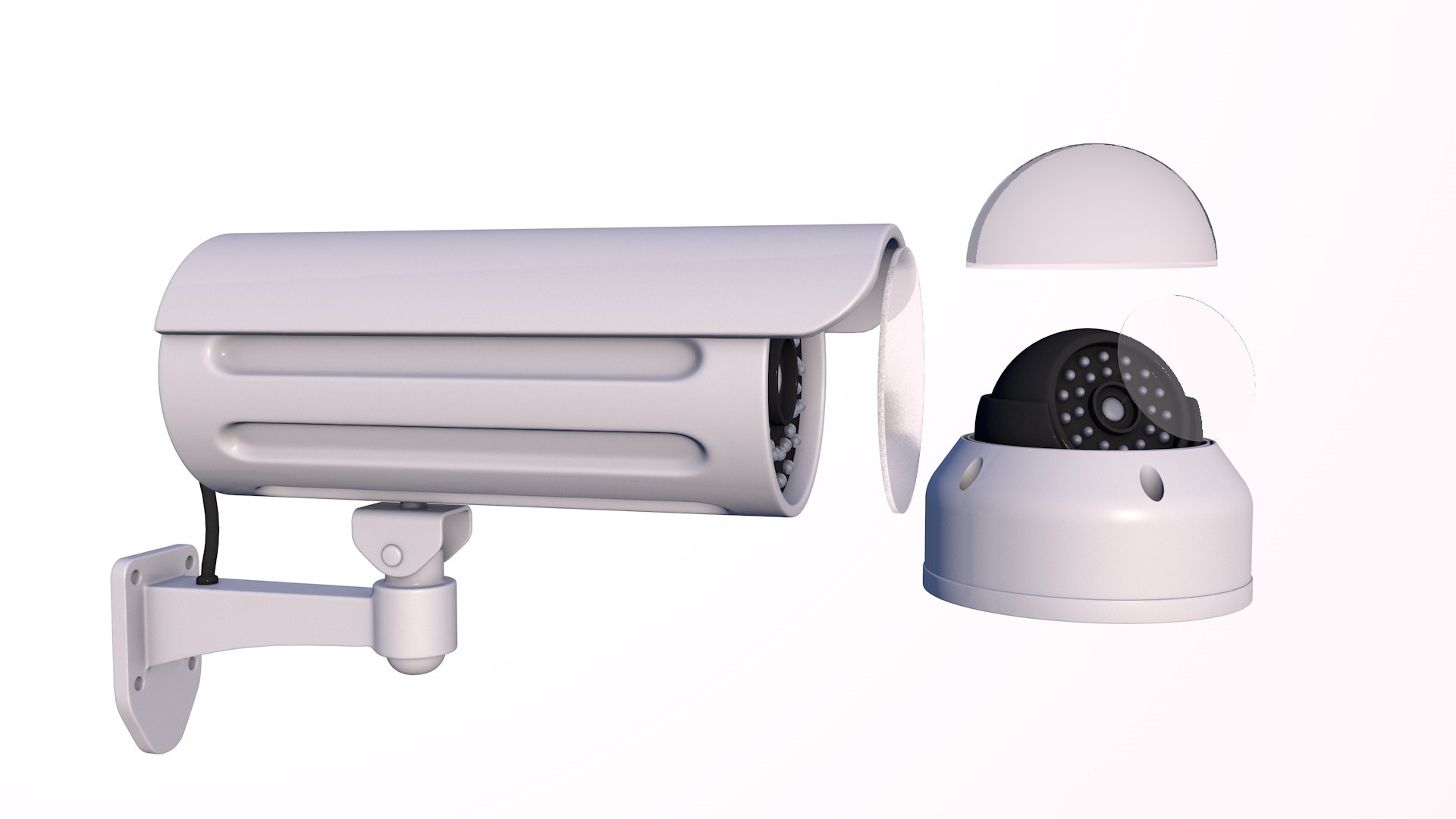 3D Two White Security Cameras model - TurboSquid 1754053