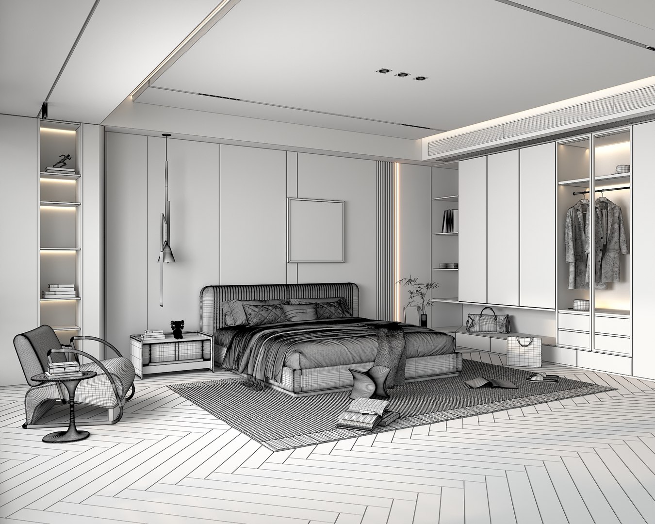Modern Bedroom Scene 42 3D Model - TurboSquid 2281410