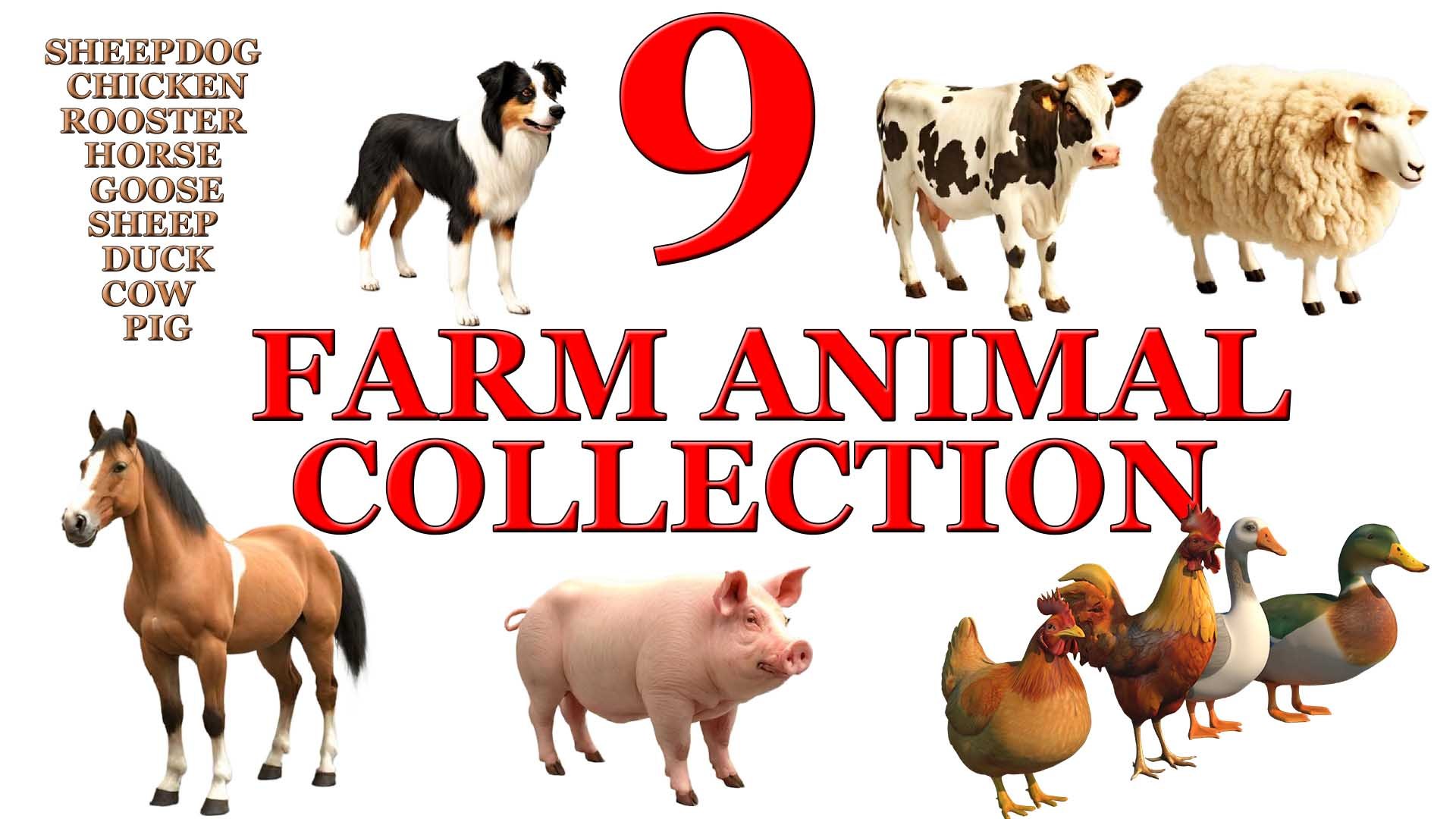 Collection Of 3D Models Of Farm Animals Low-poly 3D Model 3D Model ...