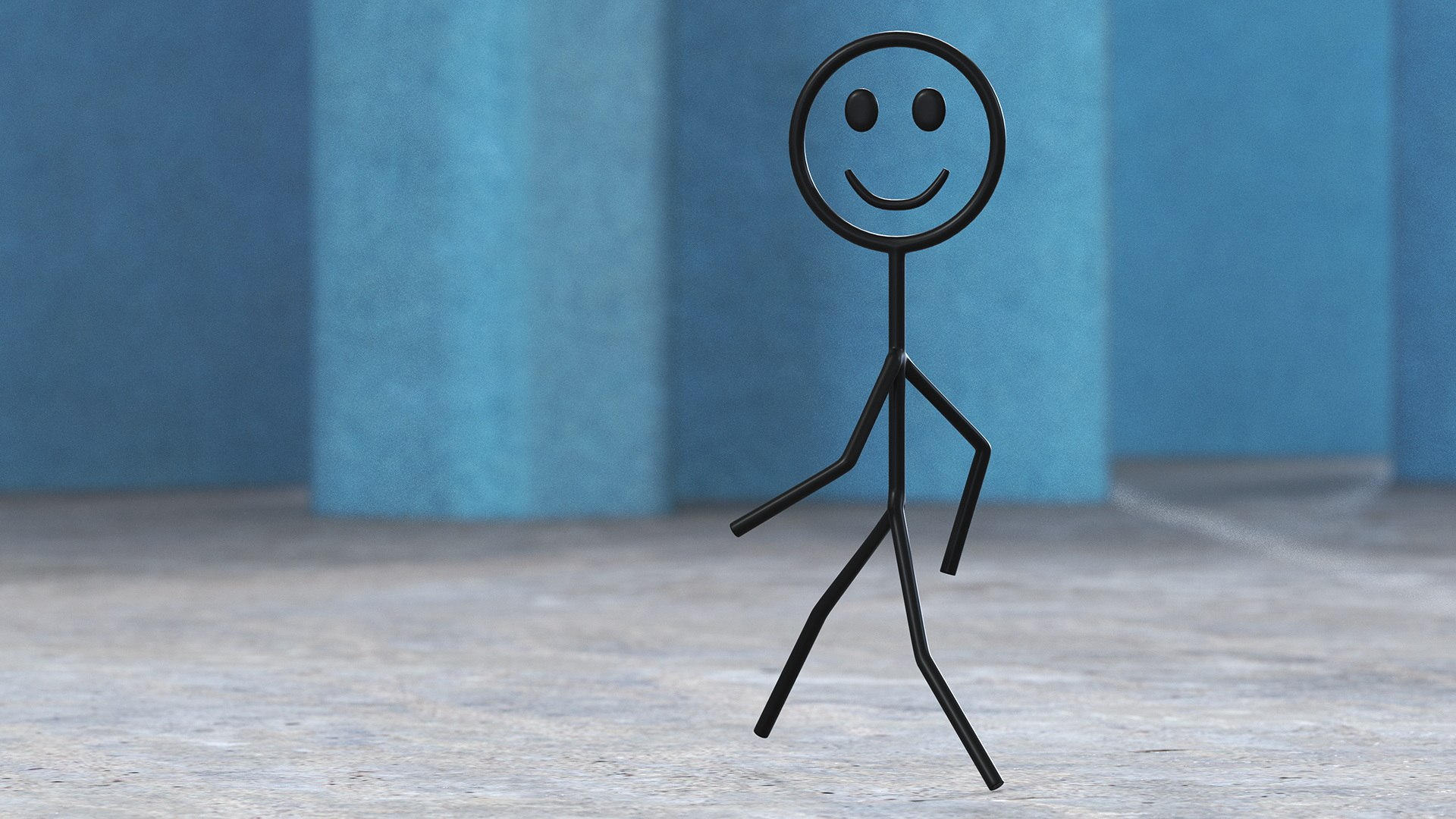 Cartoon Stickman Figure Walking Pose Black 3D - TurboSquid 2086661