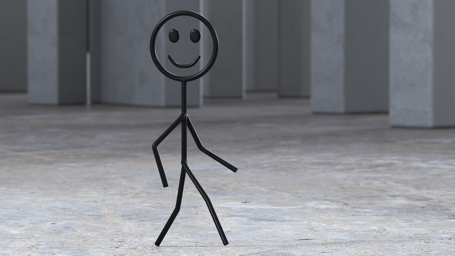 Cartoon Stickman Figure Walking Pose Black 3D - TurboSquid 2086661