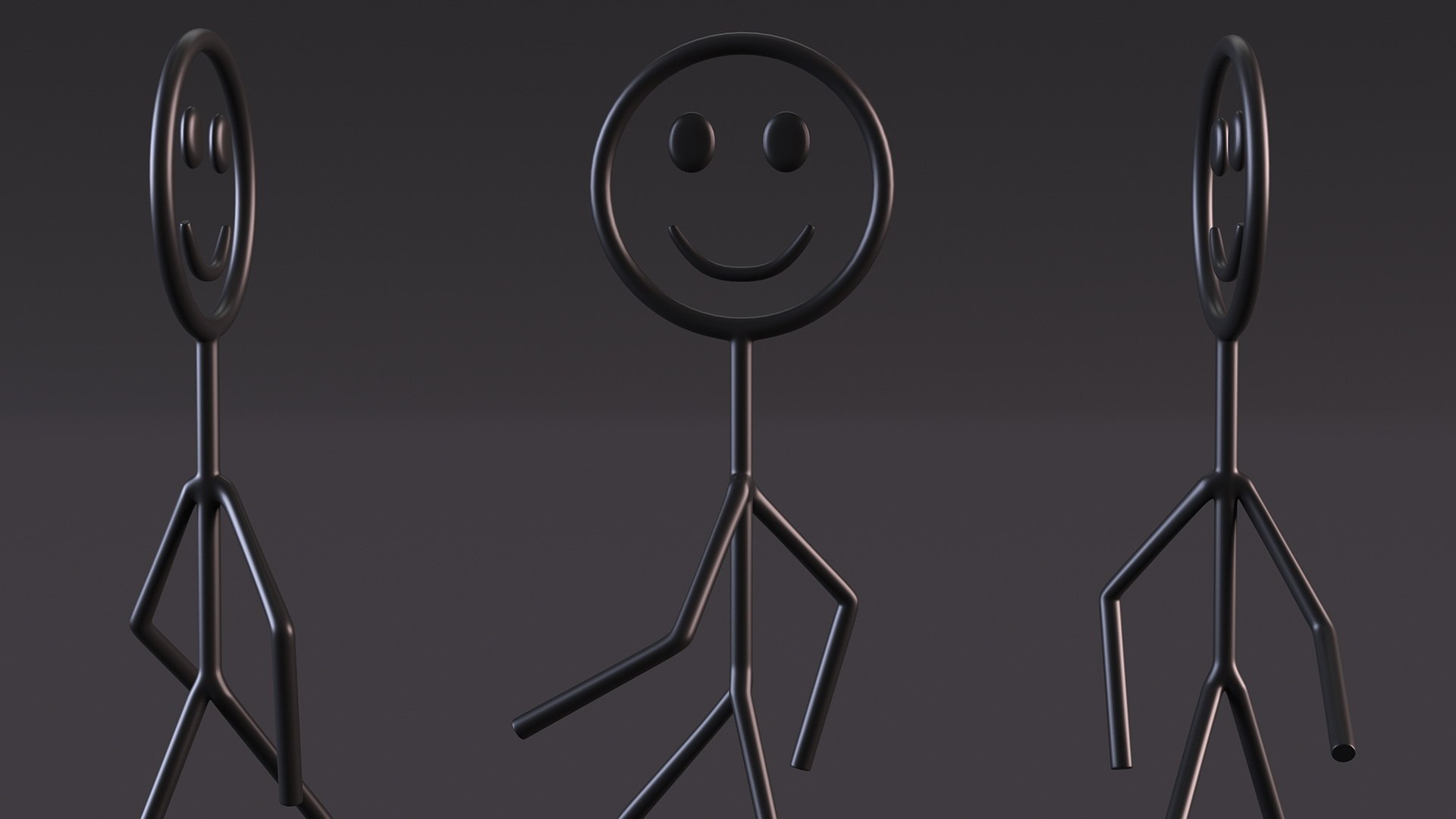Cartoon Stickman Figure Walking Pose Black 3D - TurboSquid 2086661