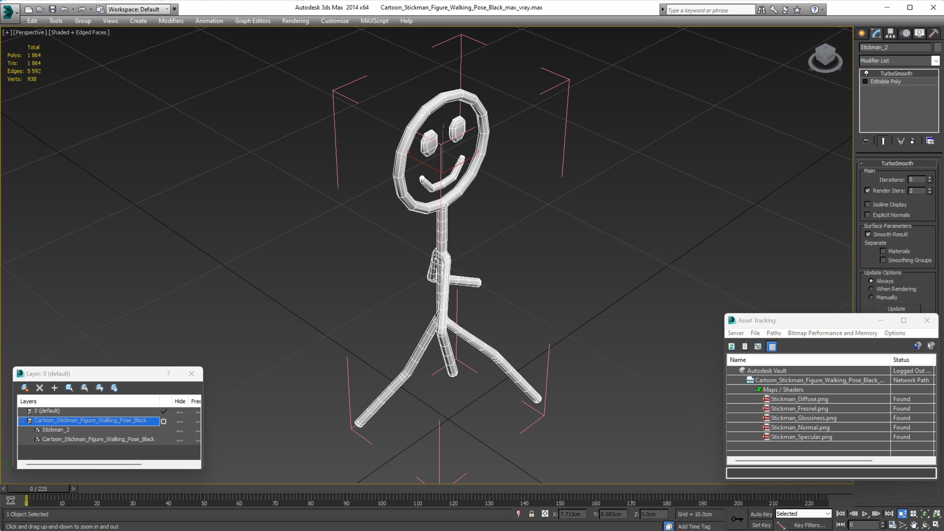 Cartoon Stickman Figure Walking Pose Black 3D - TurboSquid 2086661