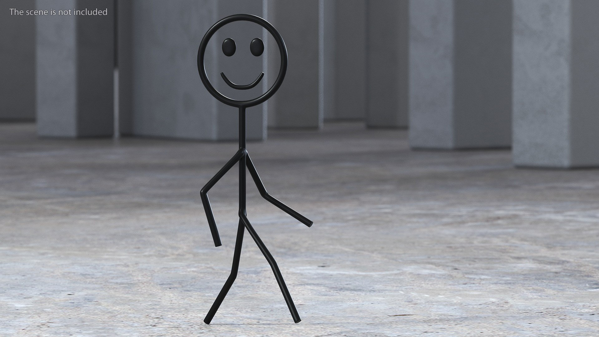 Cartoon Stickman Figure Walking Pose Black 3D - TurboSquid 2086661