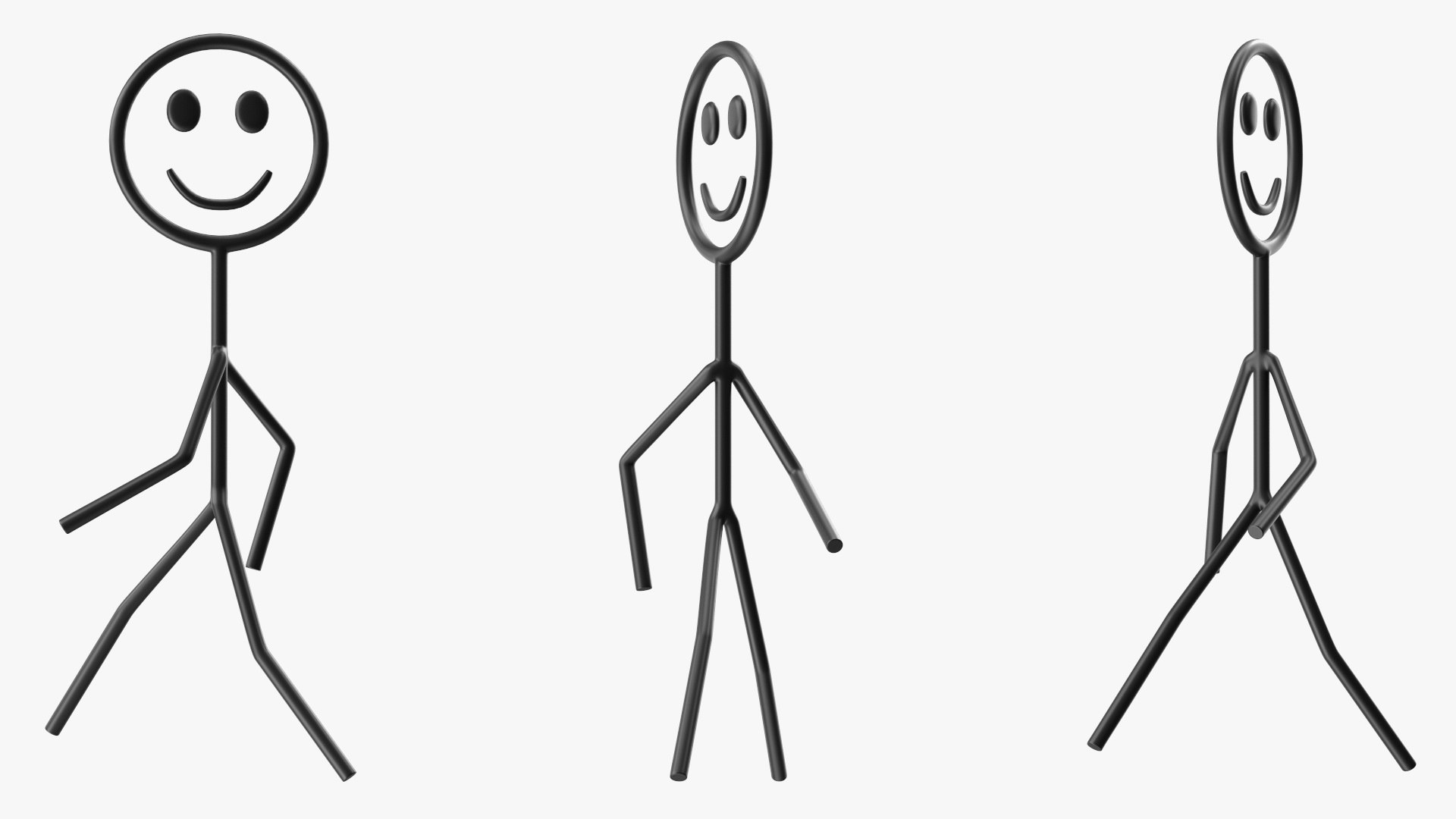 Cartoon Stickman Figure Walking Pose Black 3D - TurboSquid 2086661