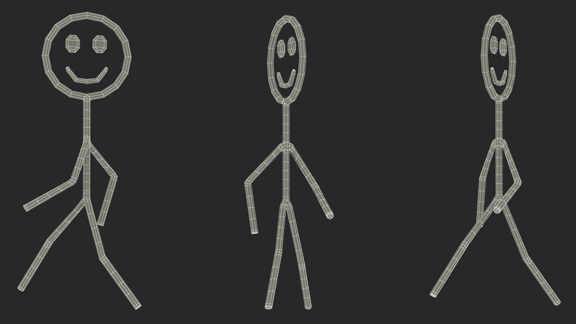 Cartoon Stickman Figure Walking Pose Black 3D - TurboSquid 2086661