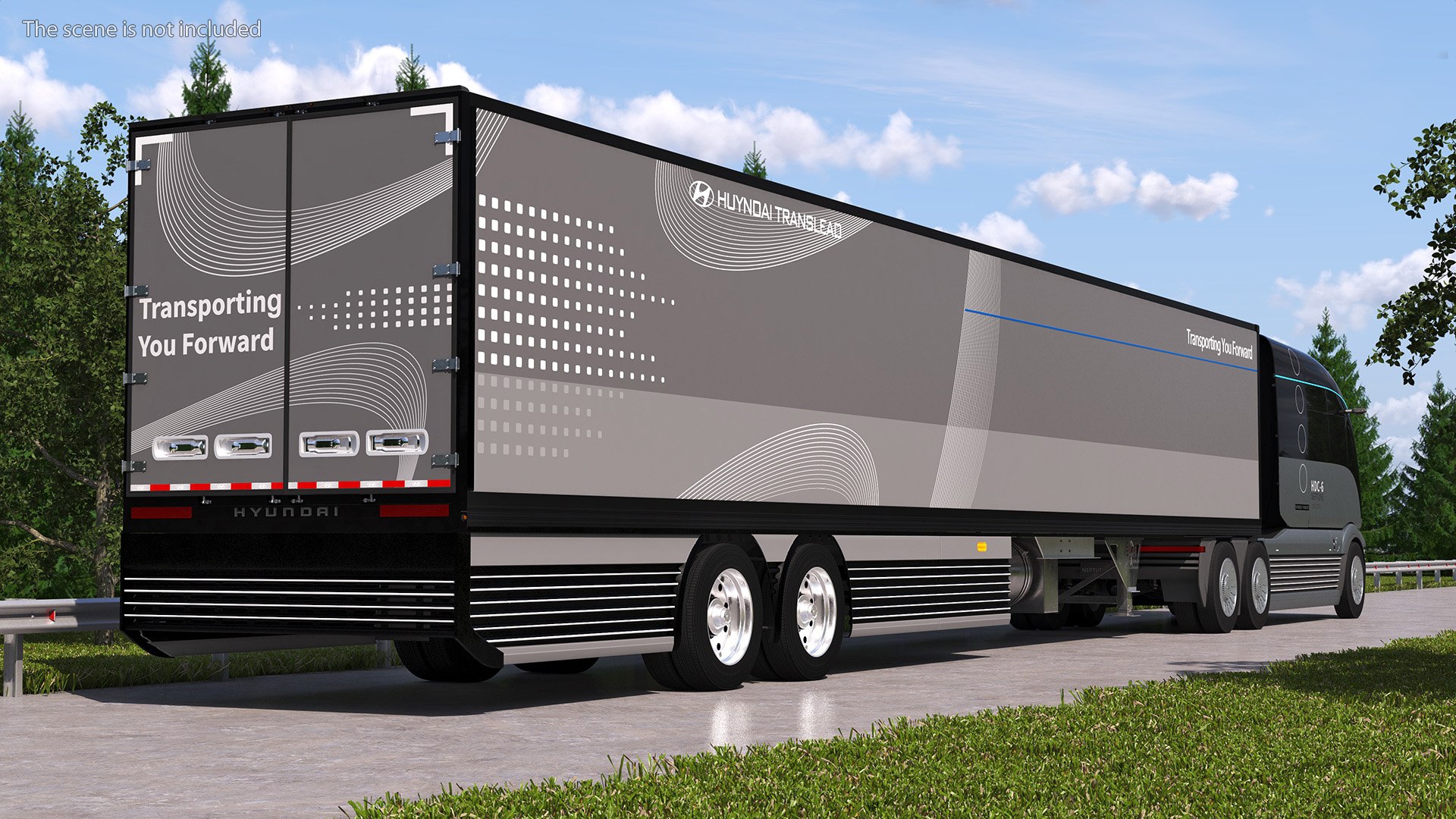 3D Hydrogen Concept Semi Truck Hyundai HDC-6 with Trailer model - TurboSquid 2159243