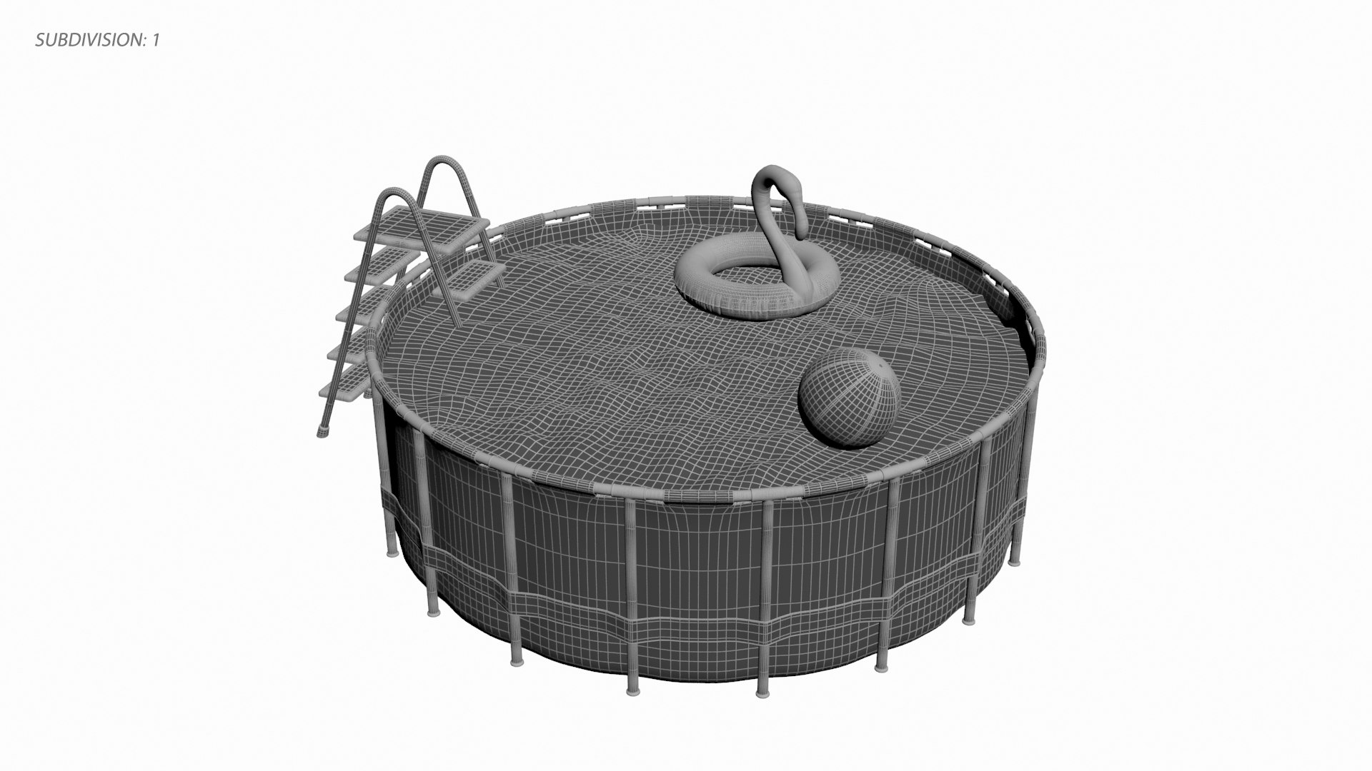 Tubular Swimming Pool With Accessories Model - TurboSquid 1902394