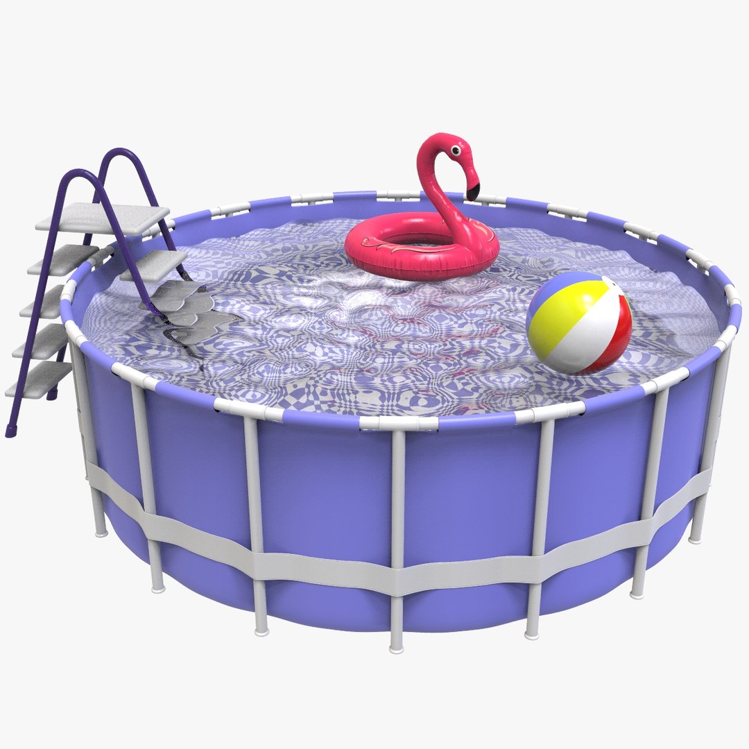 Tubular Swimming Pool With Accessories Model - TurboSquid 1902394